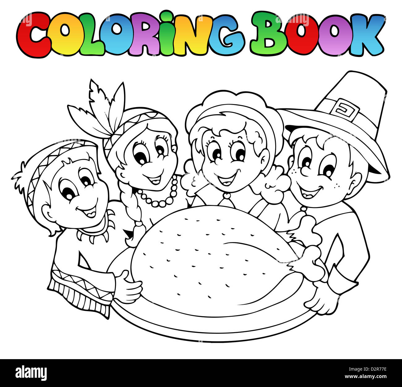 Coloring book Thanksgiving image 3 - picture illustration Stock Photo ...