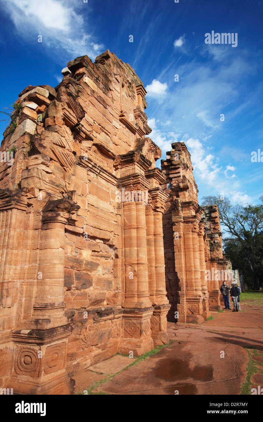 Tourists at ruins of mission at San Ignacio Mini, UNESCO World Heritage ...