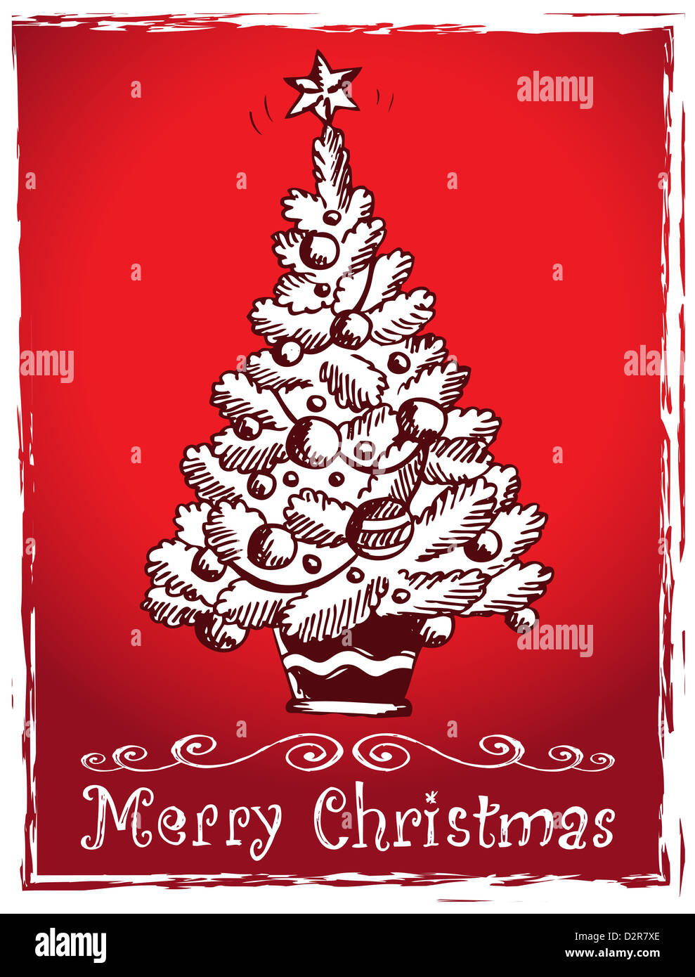Christmas tree stylized drawing 2 - picture illustration Stock Photo ...