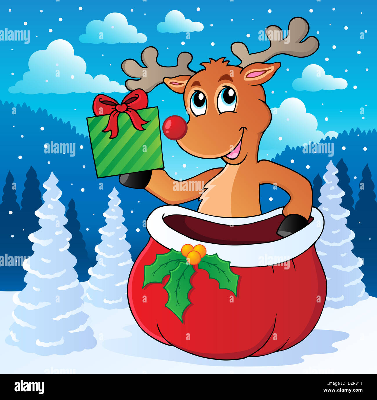 Reindeer theme image 7 - picture illustration Stock Photo - Alamy
