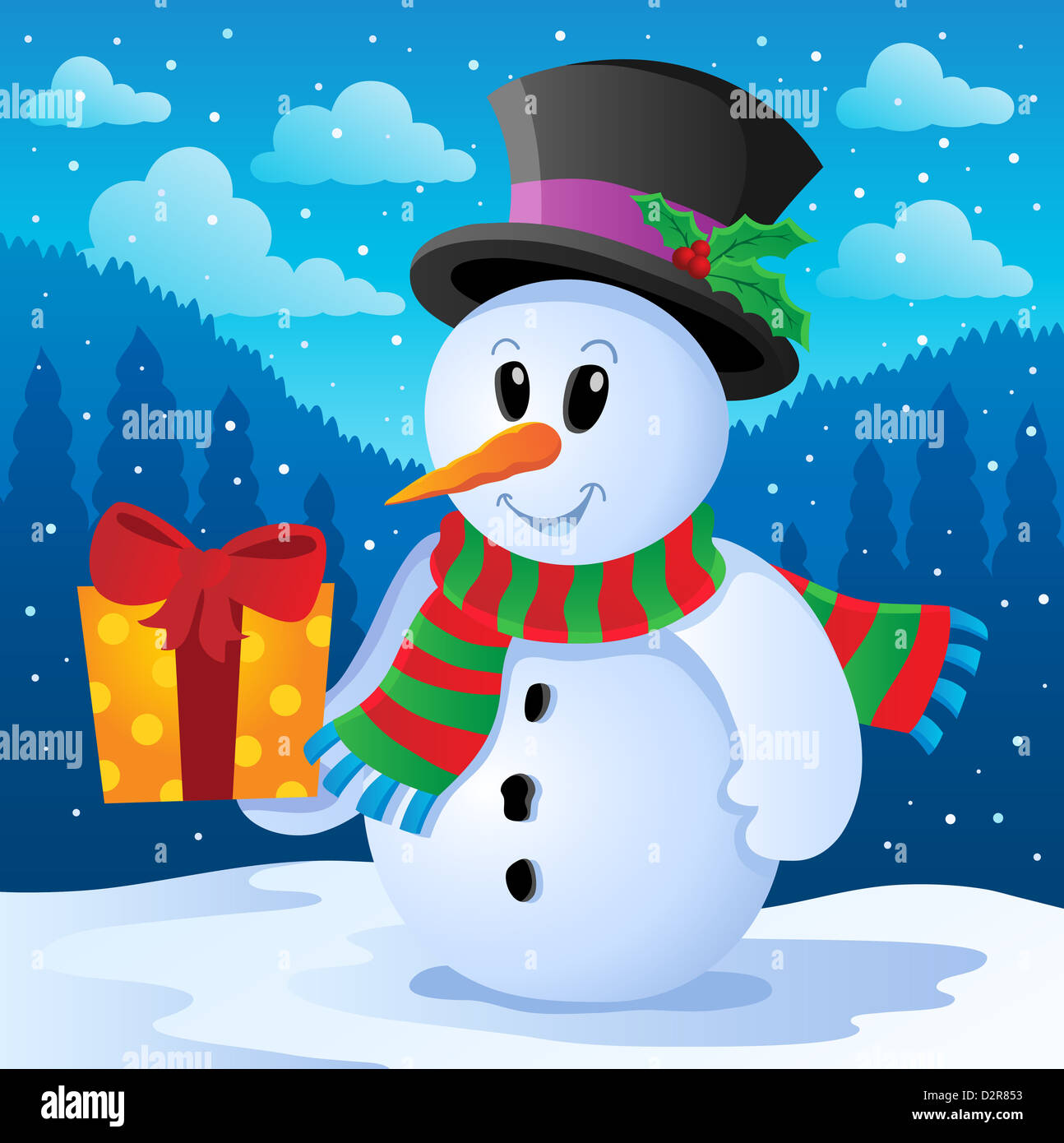 Winter snowman theme image 4 - picture illustration Stock Photo - Alamy