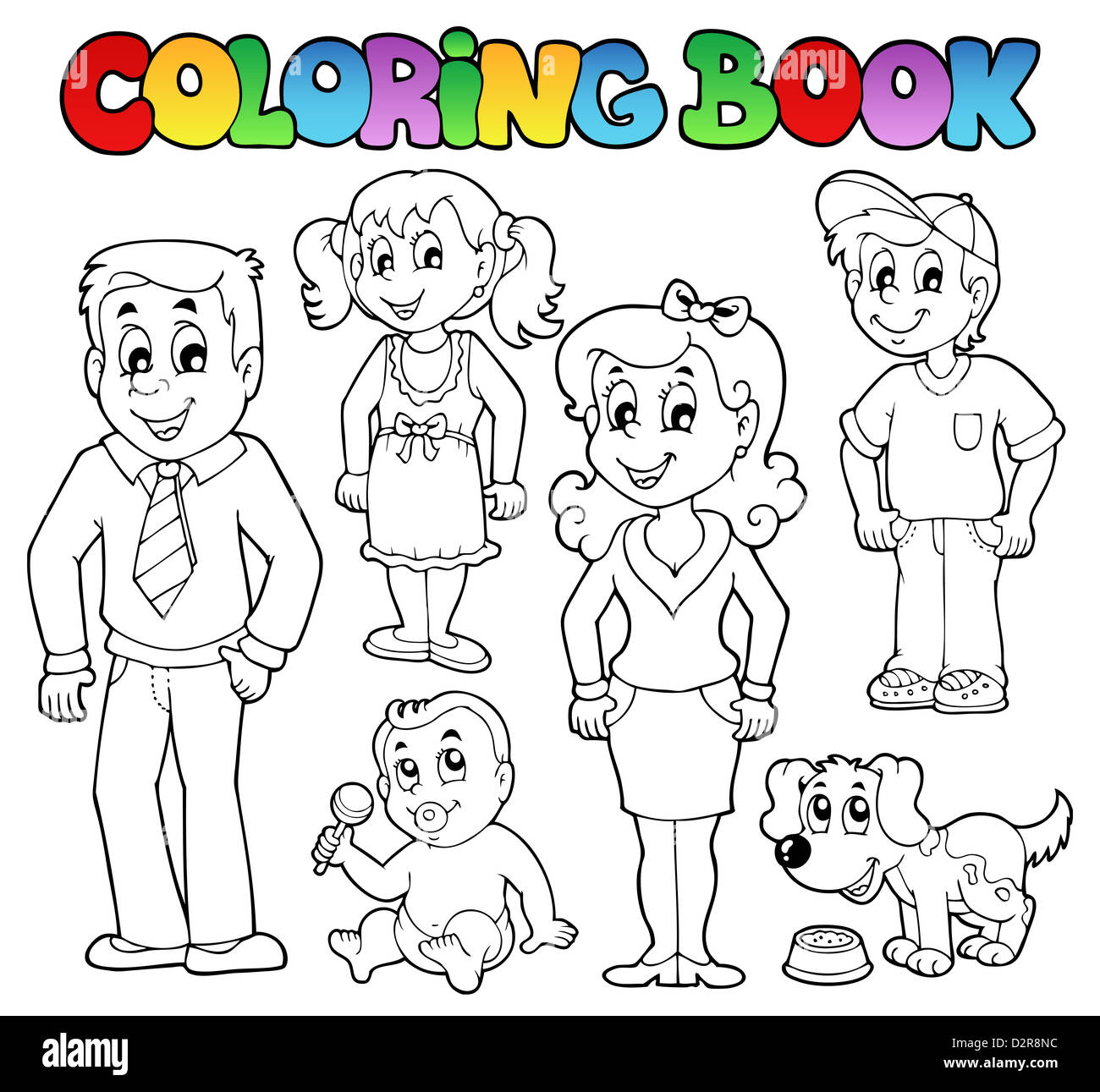 Coloring book family collection 1 - picture illustration Stock Photo ...