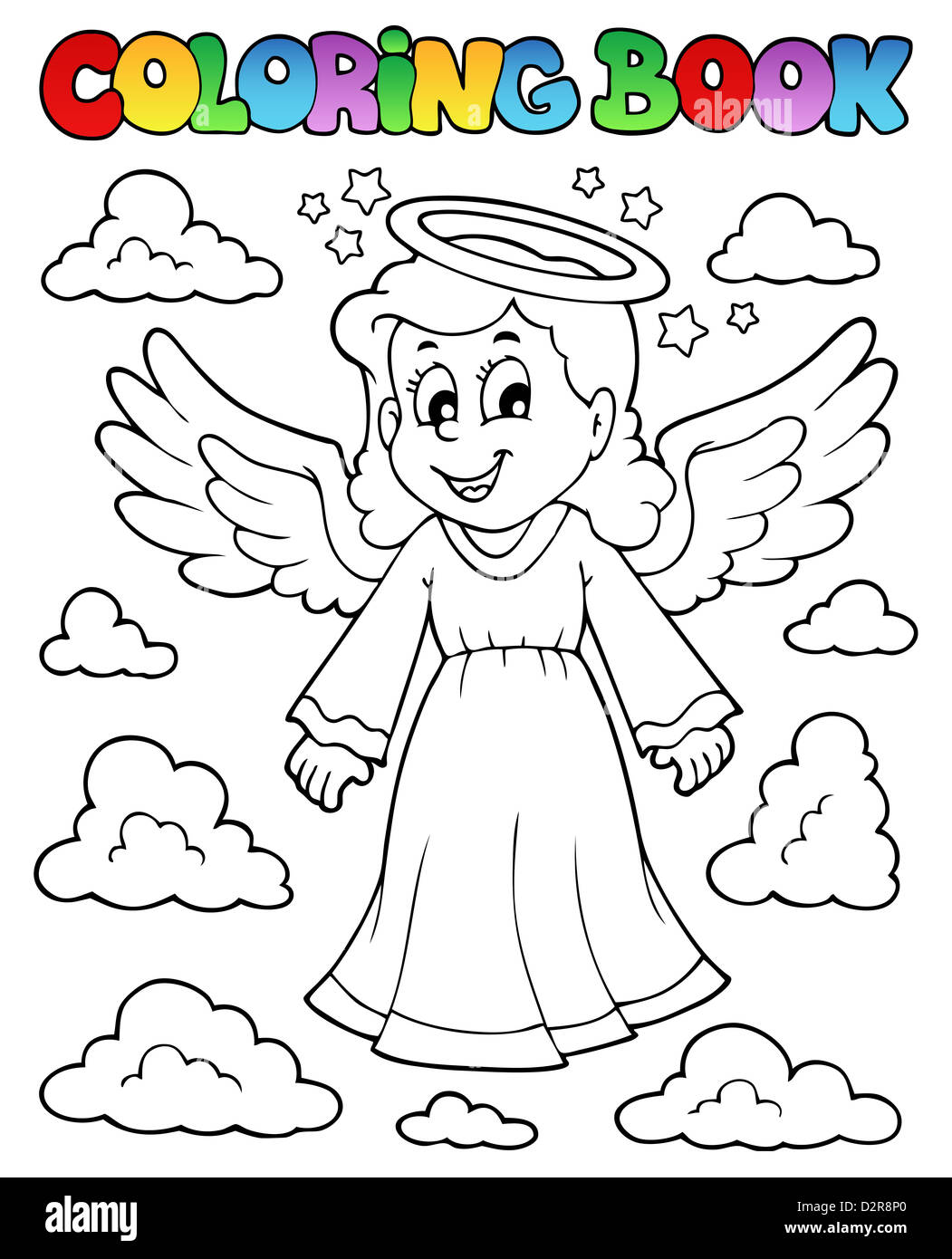 Coloring book image with angel 1 - picture illustration Stock Photo - Alamy