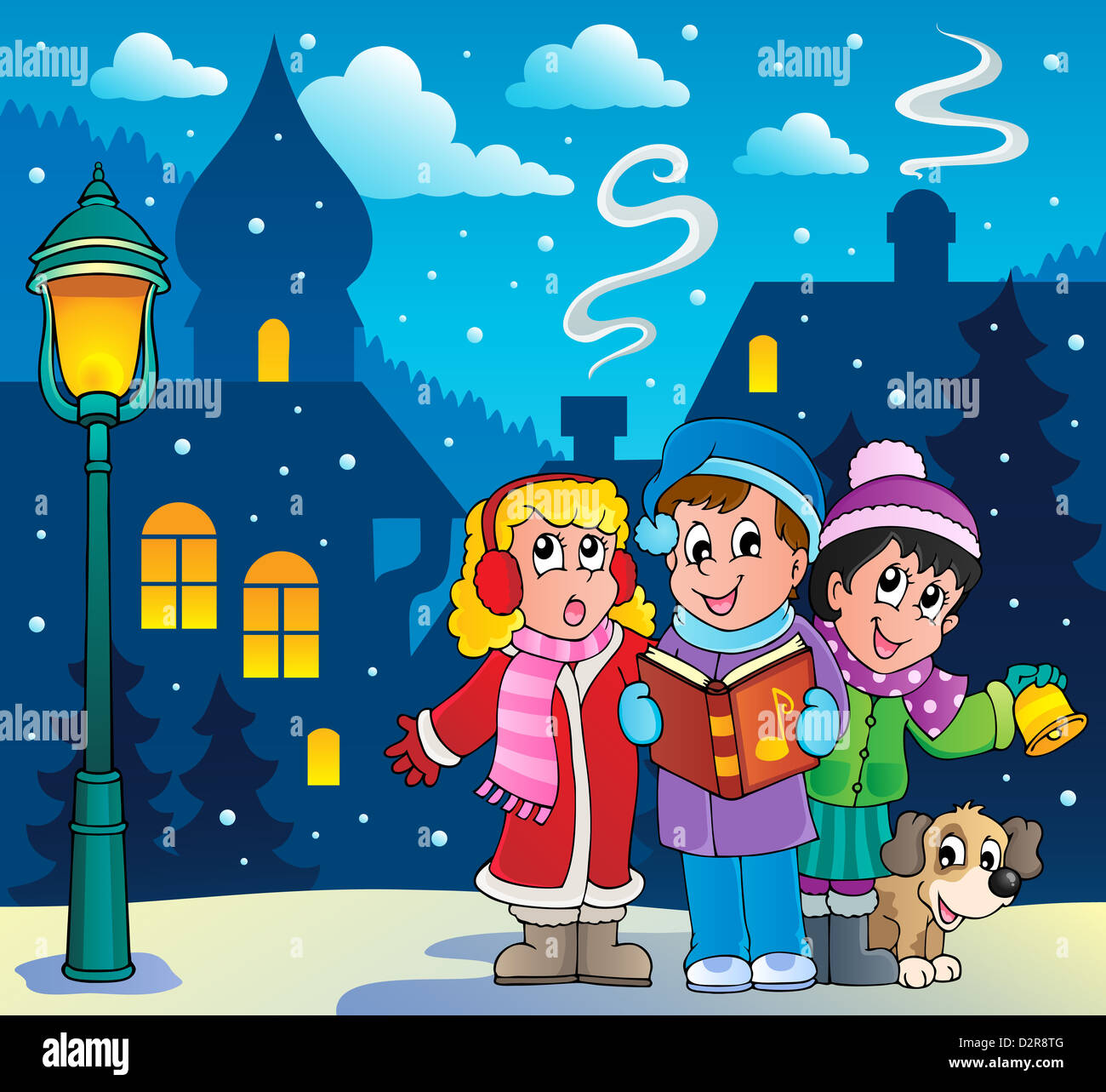 Christmas carol singers theme 3 - picture illustration Stock Photo - Alamy