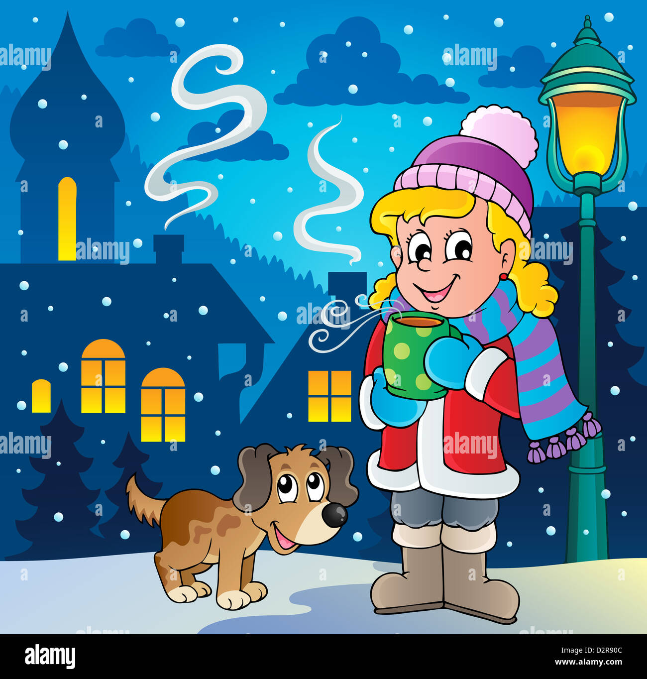 Winter person cartoon image 2 - picture illustration Stock Photo - Alamy