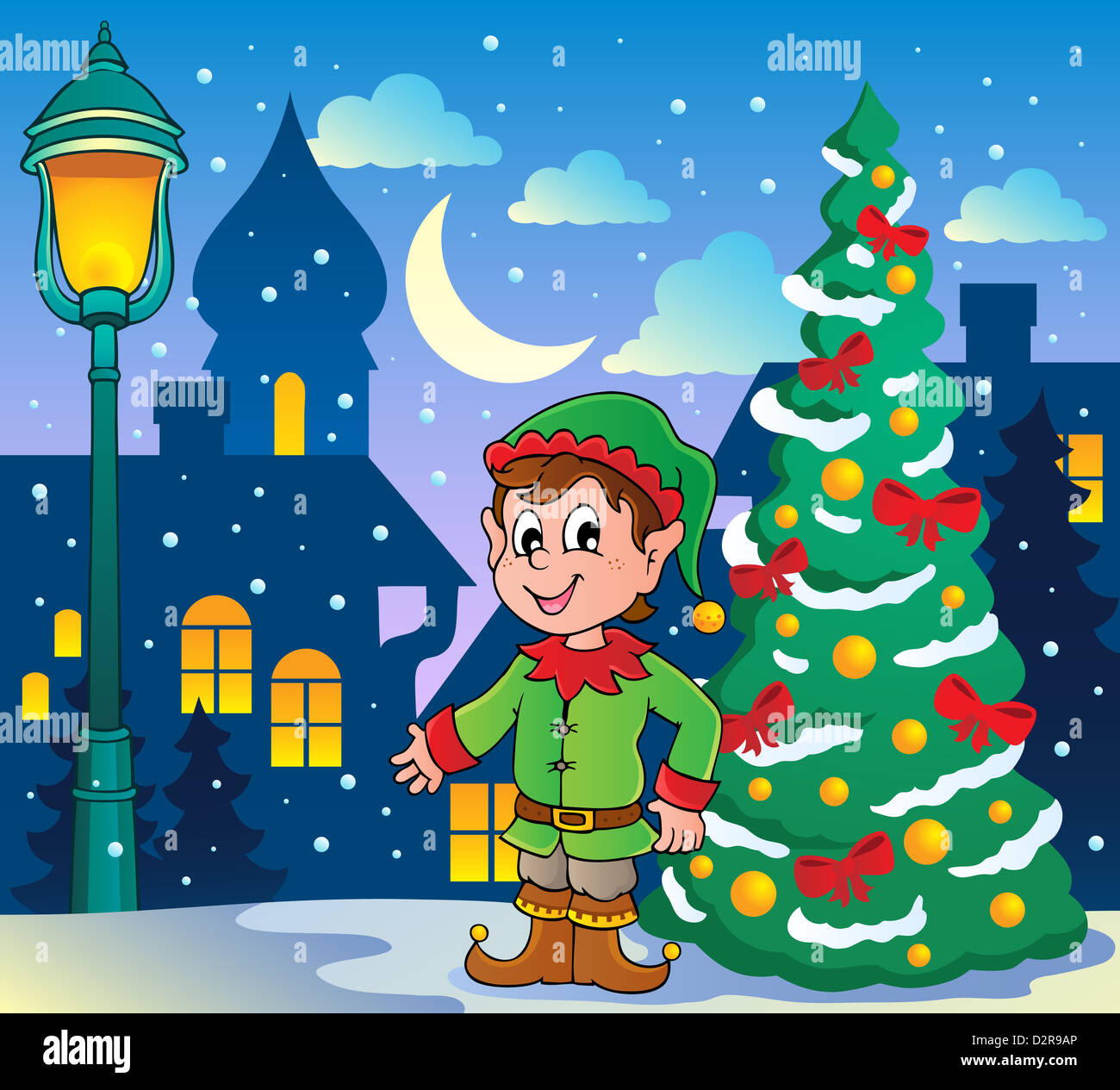 Christmas elf theme 2 - picture illustration Stock Photo - Alamy
