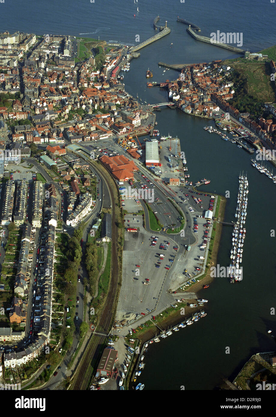 aerial view of Whitby on the Yorkshire coast Stock Photo - Alamy