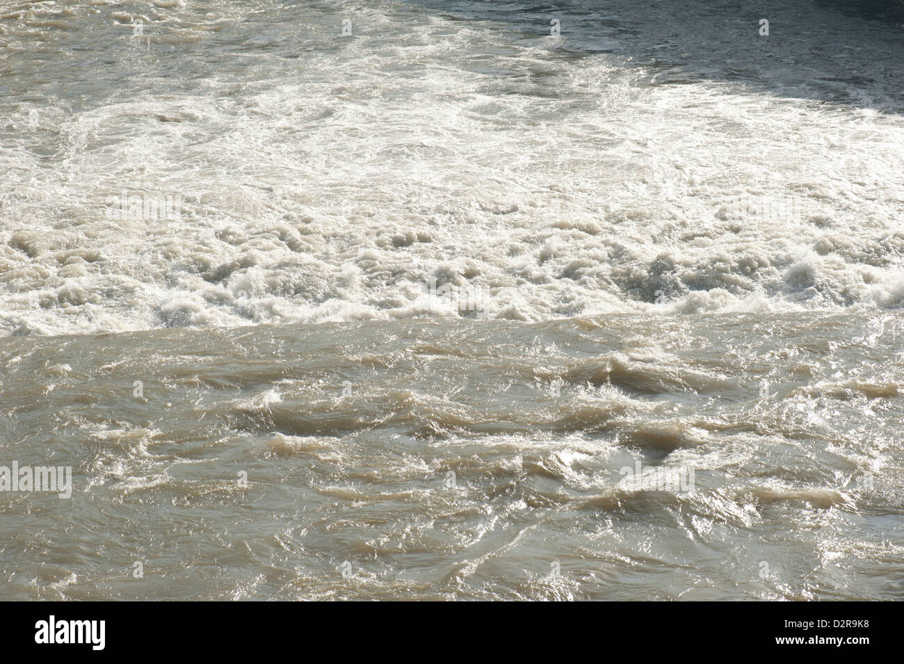 Swirling floodwater of the River Tiber, Isola Tiberna, Rome, Italy ...