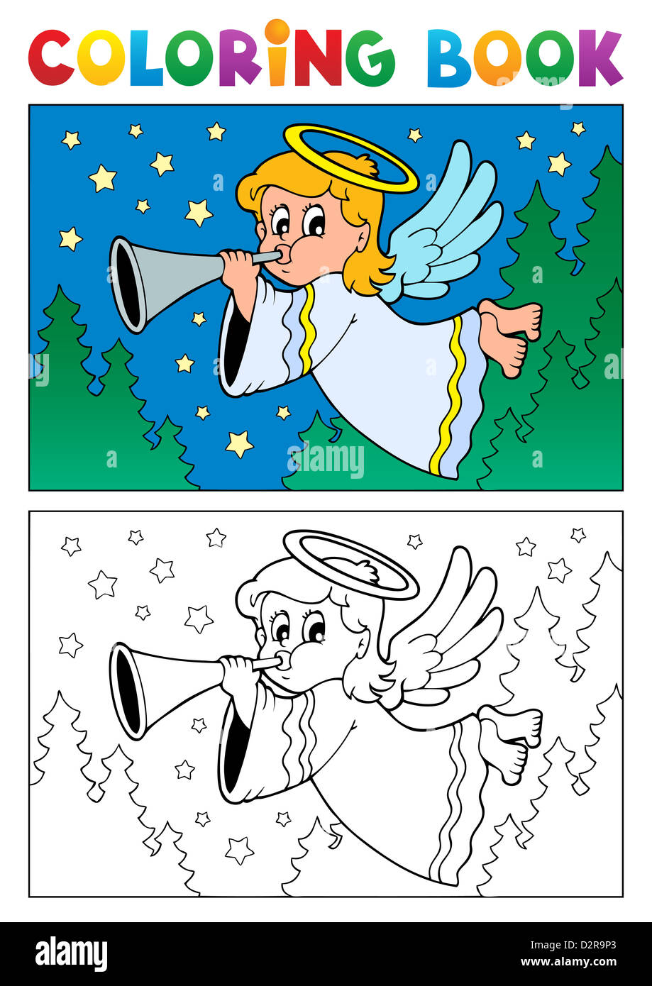 Coloring book angel theme image 4 - picture illustration Stock Photo ...