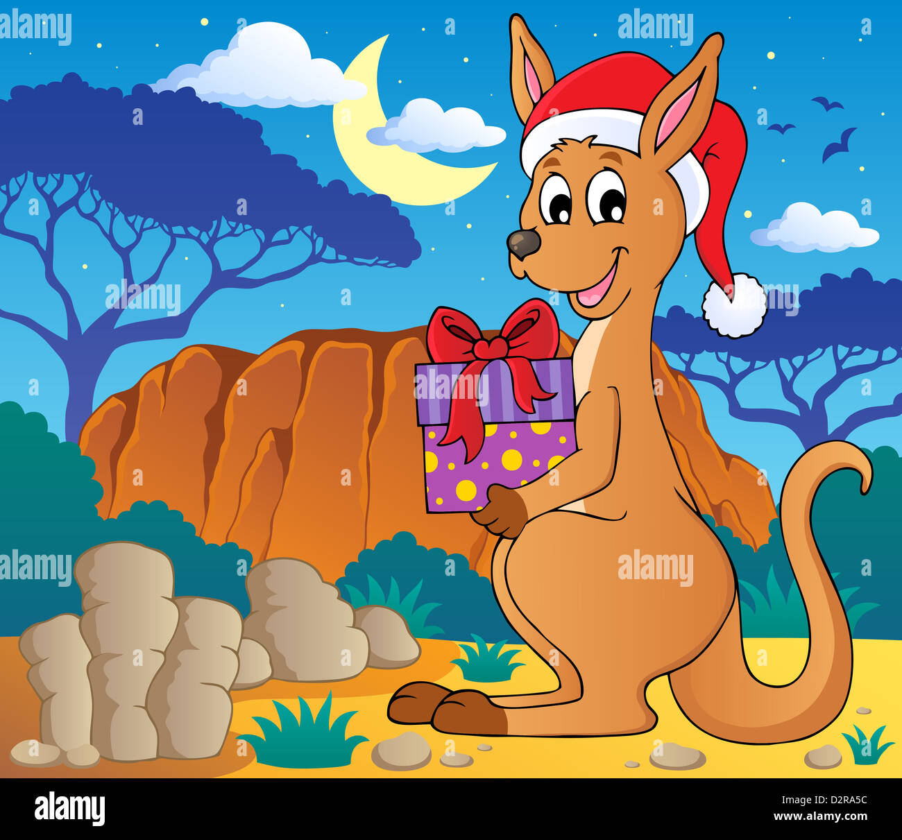 Christmas kangaroo theme image 2 - picture illustration Stock Photo - Alamy