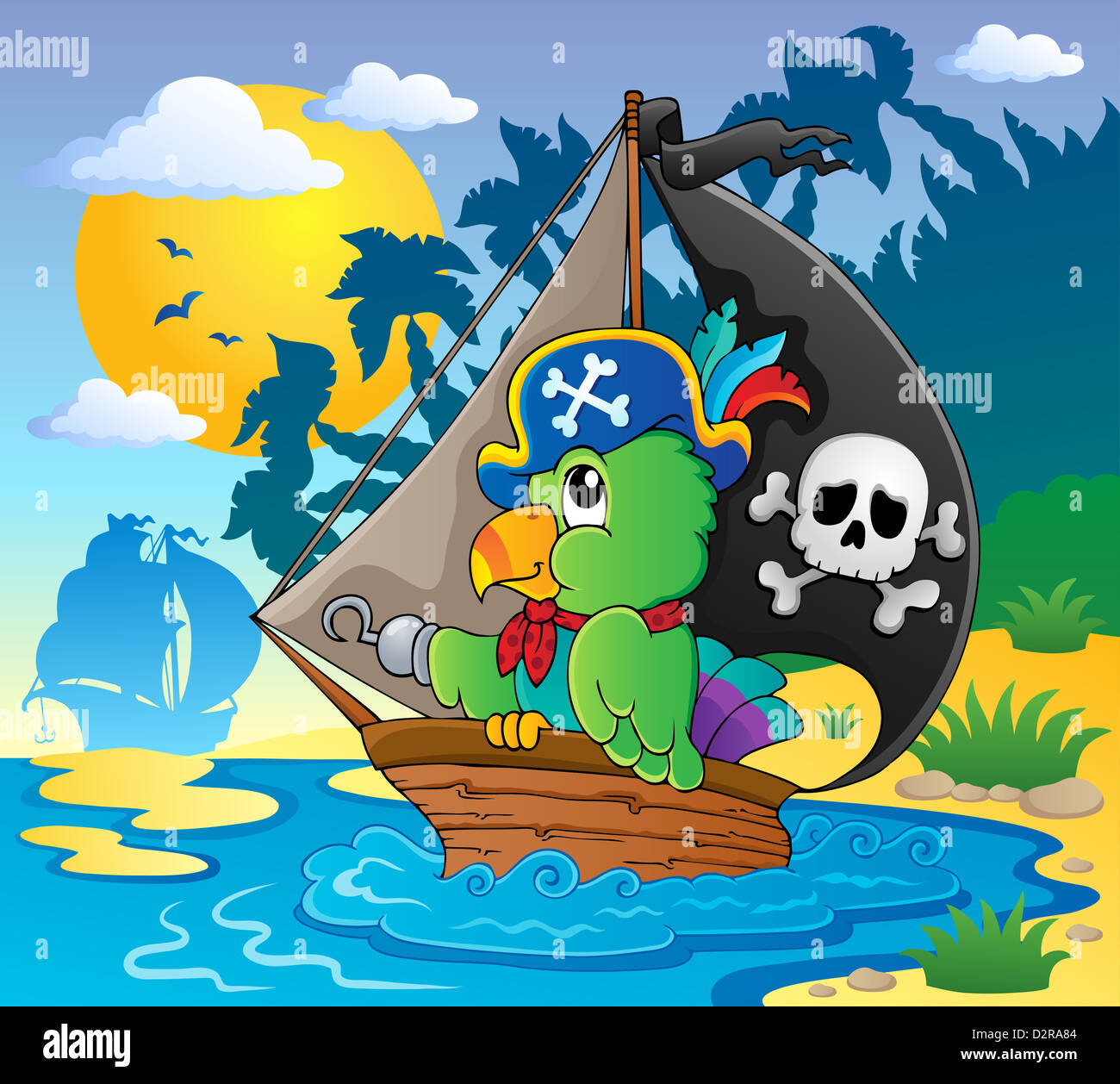 Image with pirate parrot theme 2 - picture illustration Stock Photo - Alamy