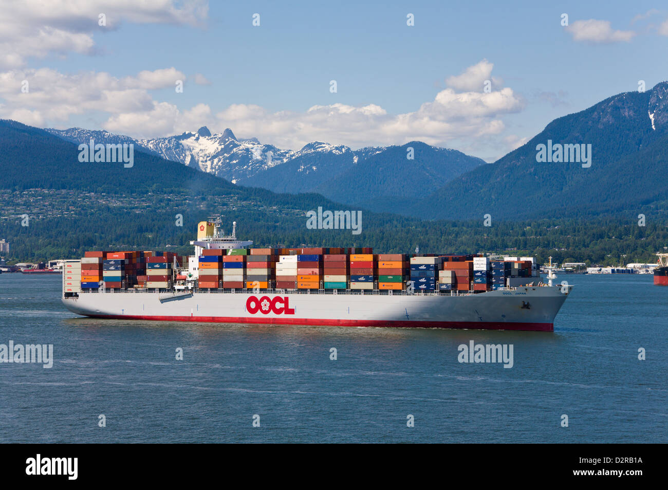 Port of Vancouver and loaded container ship Vancouver British Columbia ...