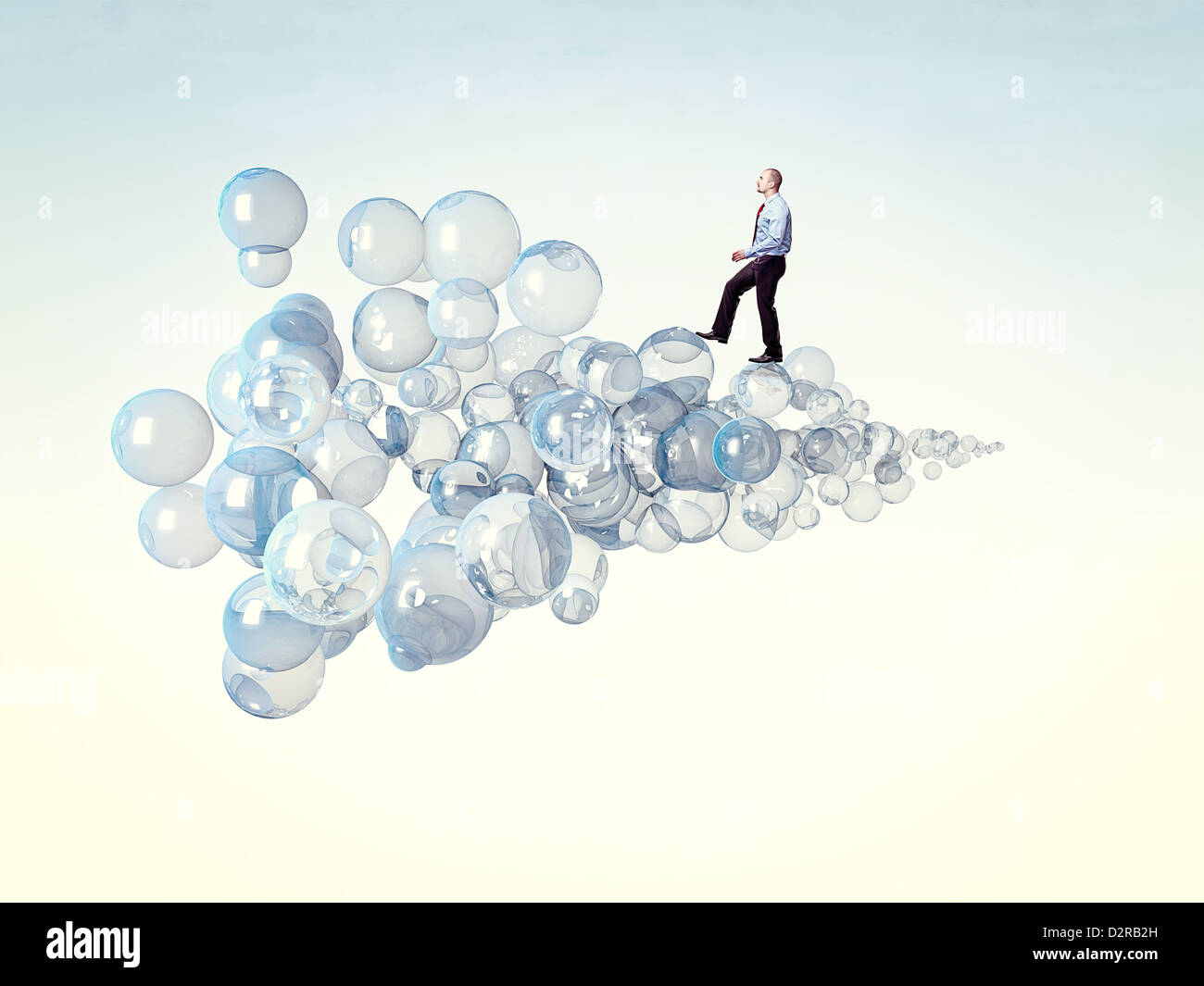 caucasian man walk on 3d bubbles Stock Photo - Alamy
