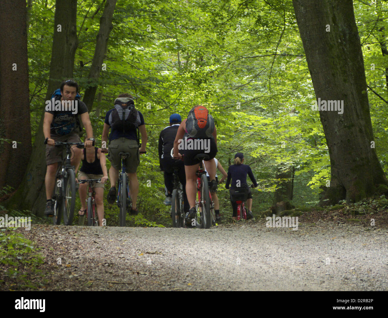 Germany Bavaria natural bike and walk way along Isar river Stock Photo ...
