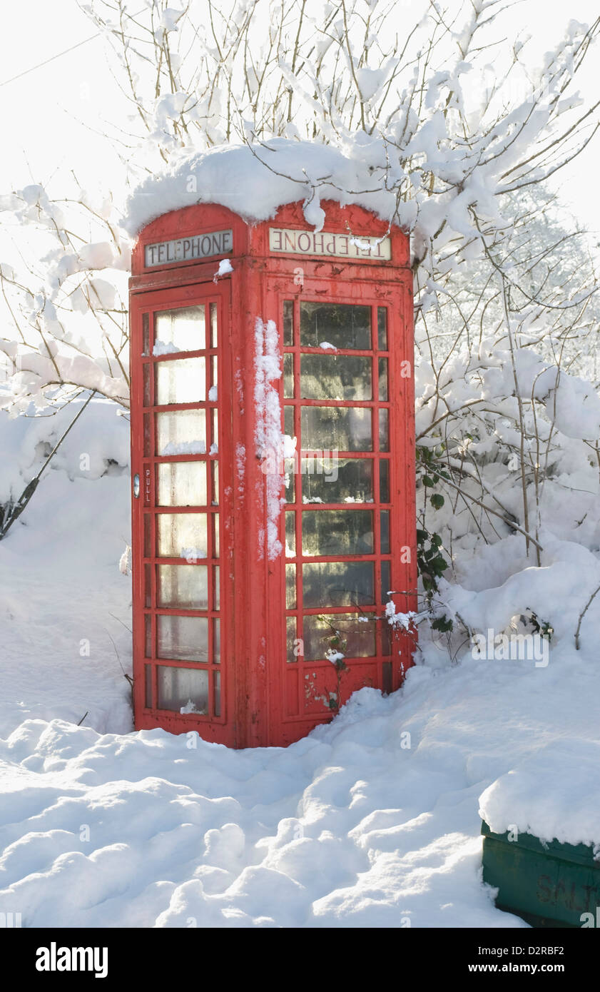 Telephone box in snow Stock Photo - Alamy