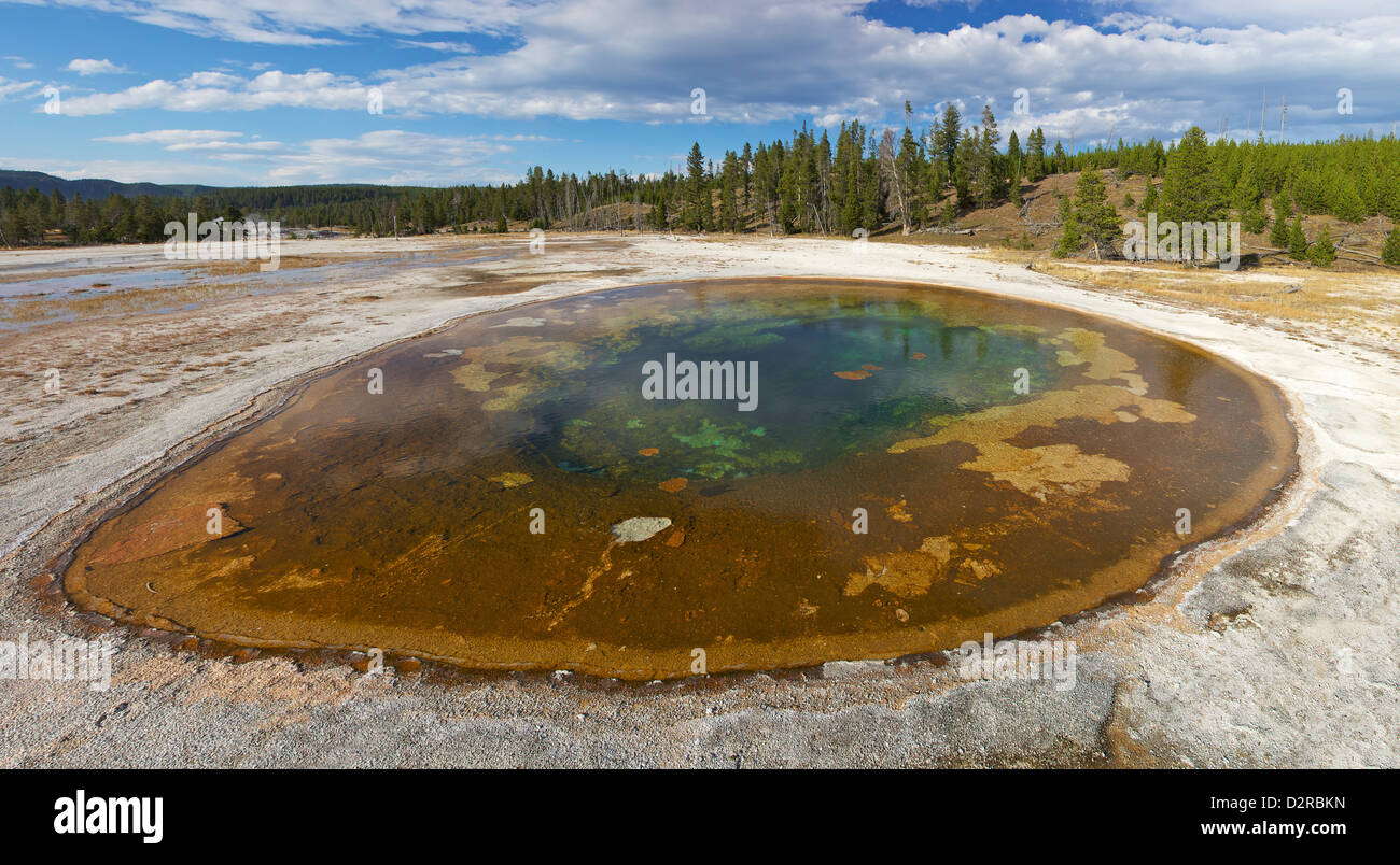Panoramic photo of Beauty Pool, Upper Geyser Basin, Yellowstone ...