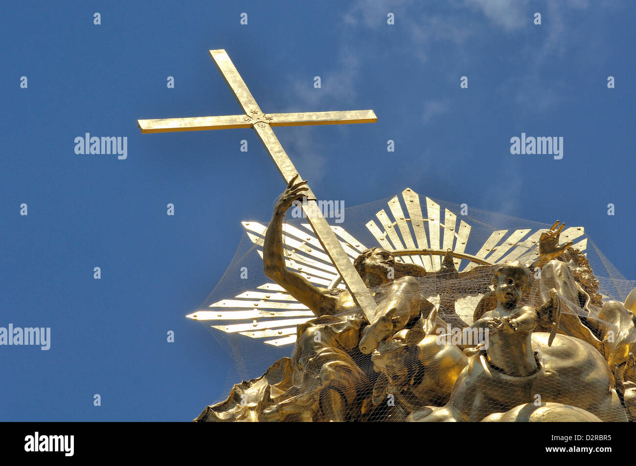 detail of the plague column with cross Stock Photo - Alamy