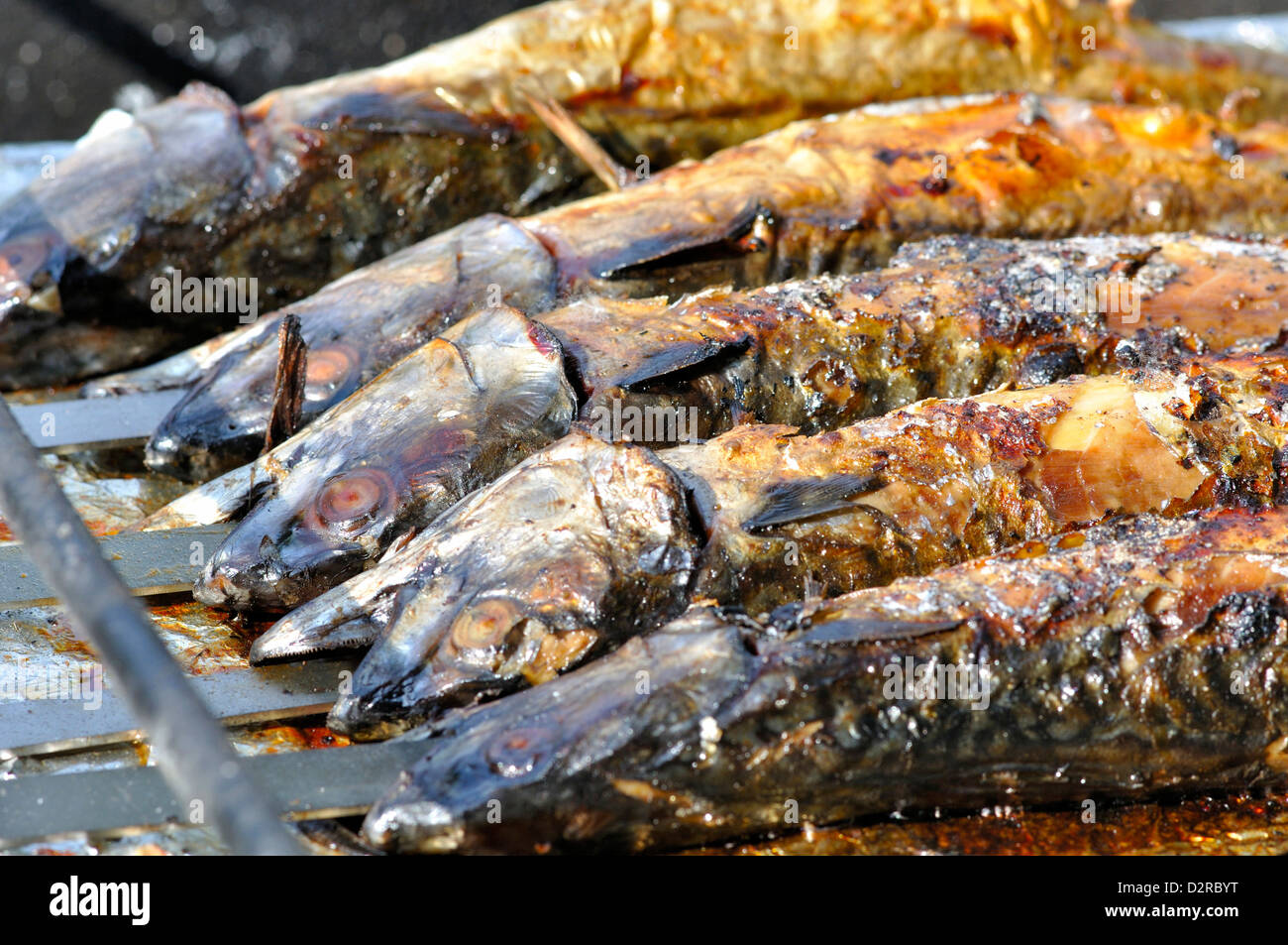 Grilled fish on a stick Stock Photo - Alamy