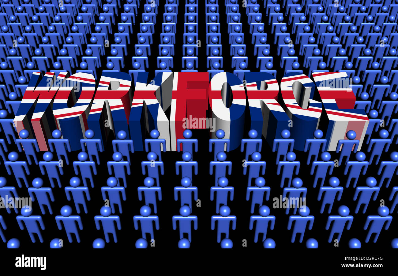British workforce with flag text illustration Stock Photo - Alamy
