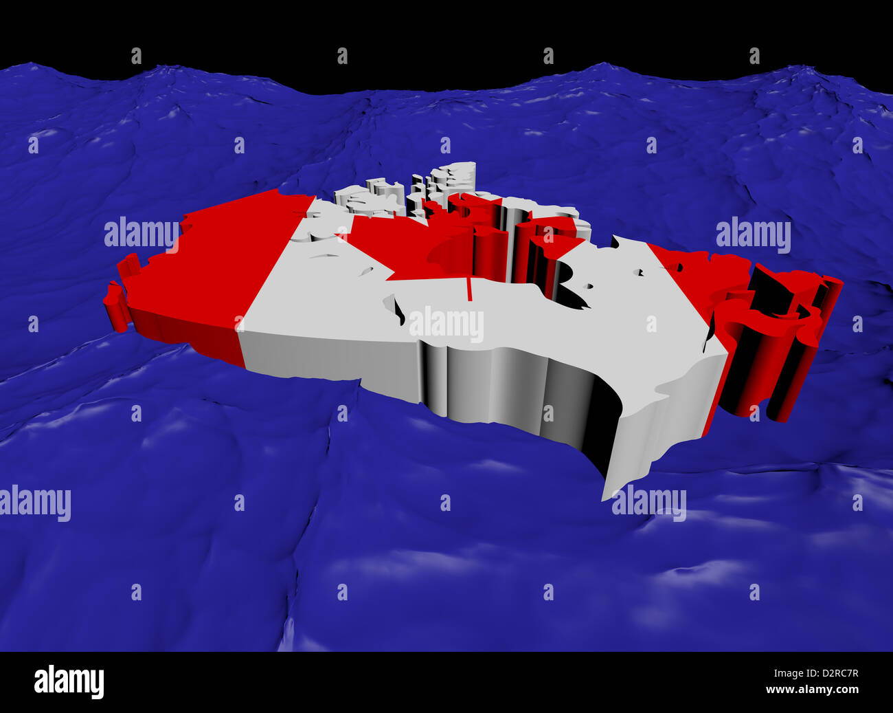 Canada map flag in abstract ocean illustration Stock Photo - Alamy