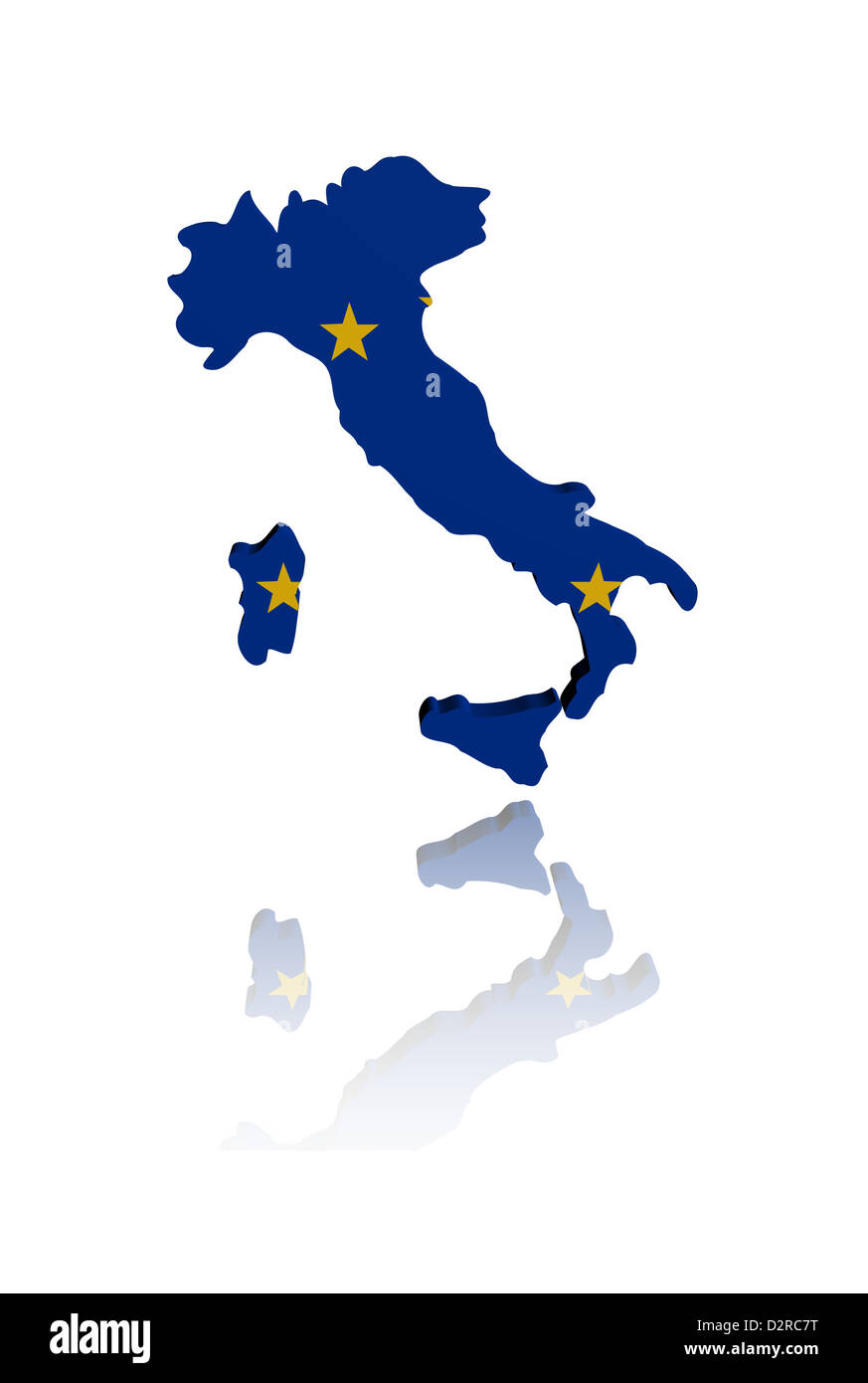 Italy map with EU flag illustration Stock Photo - Alamy