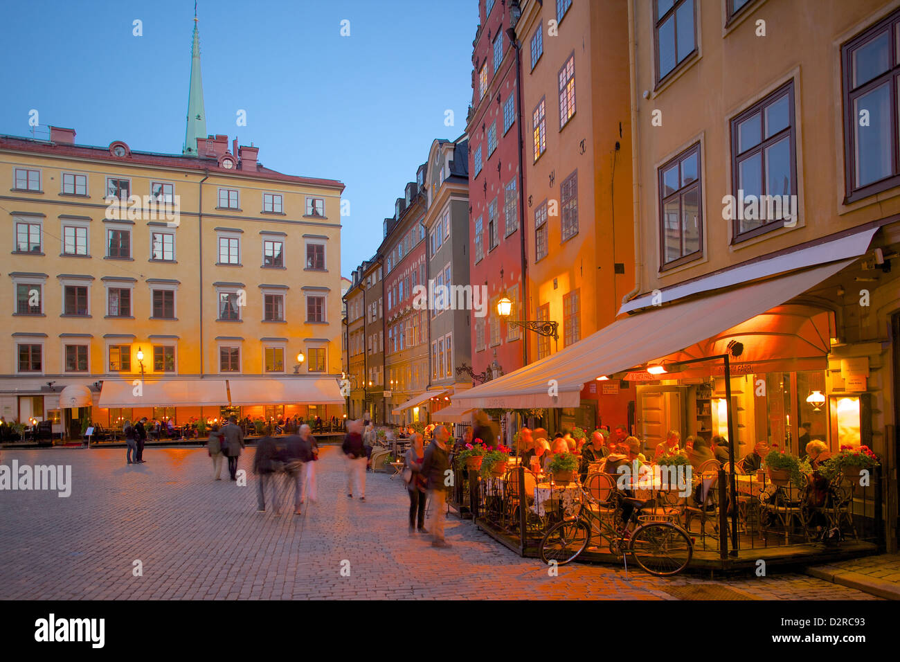 Stortorget Square cafes at dusk, Gamla Stan, Stockholm, Sweden, Europe ...