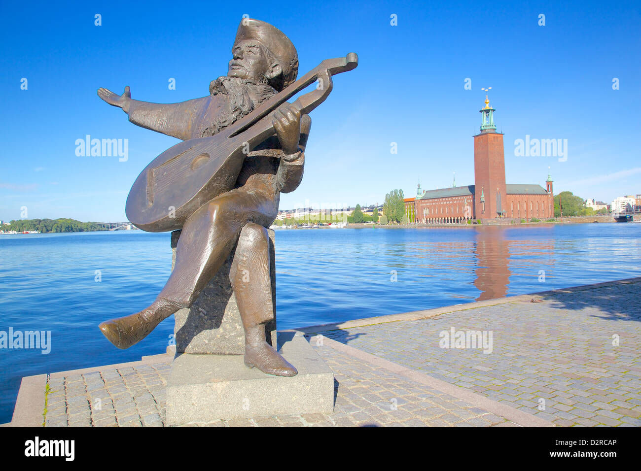 The City Hall and Evert Taube statue, Kungsholmen, Stockholm, Sweden ...