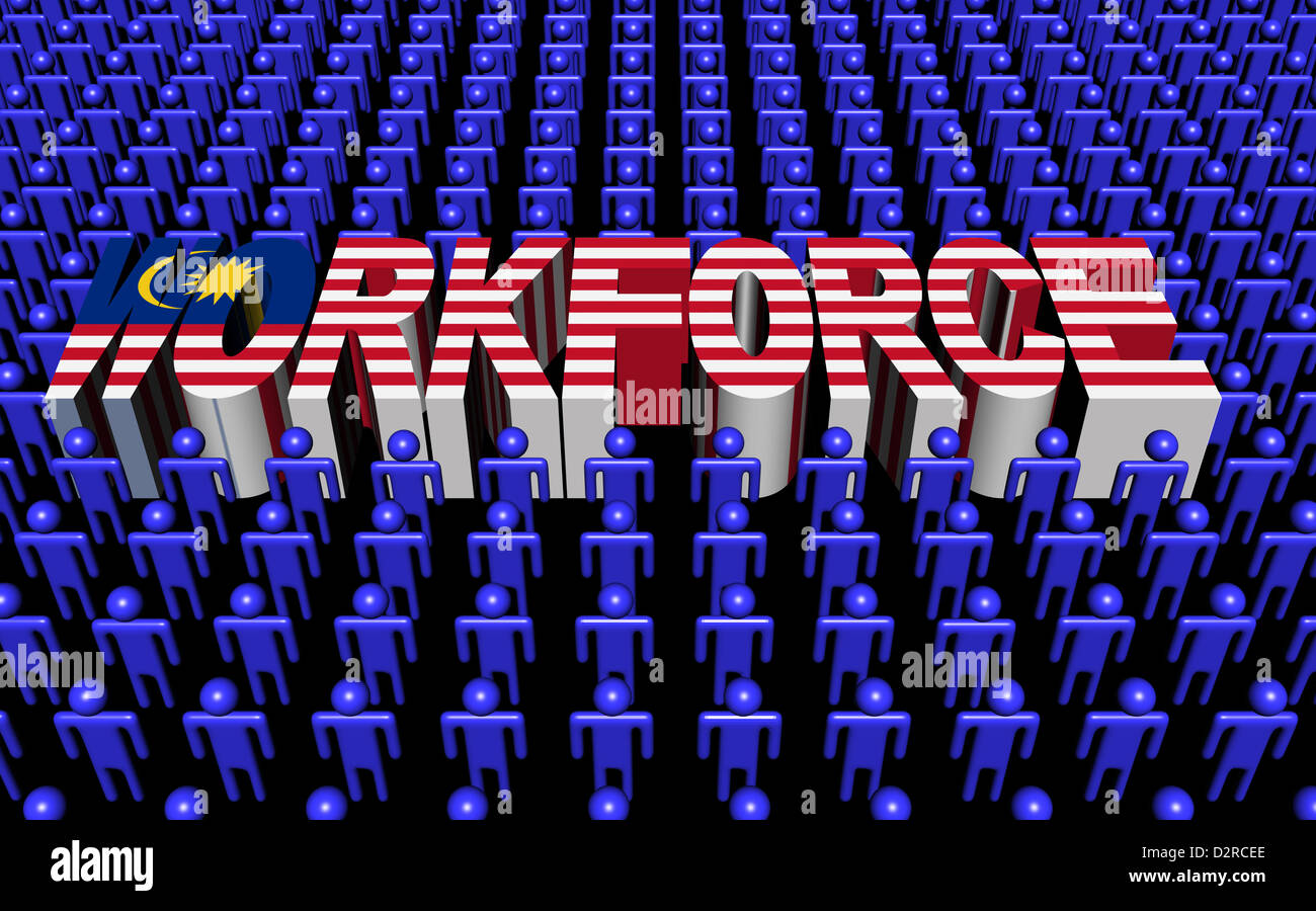 Malaysia workforce with flag text illustration Stock Photo - Alamy