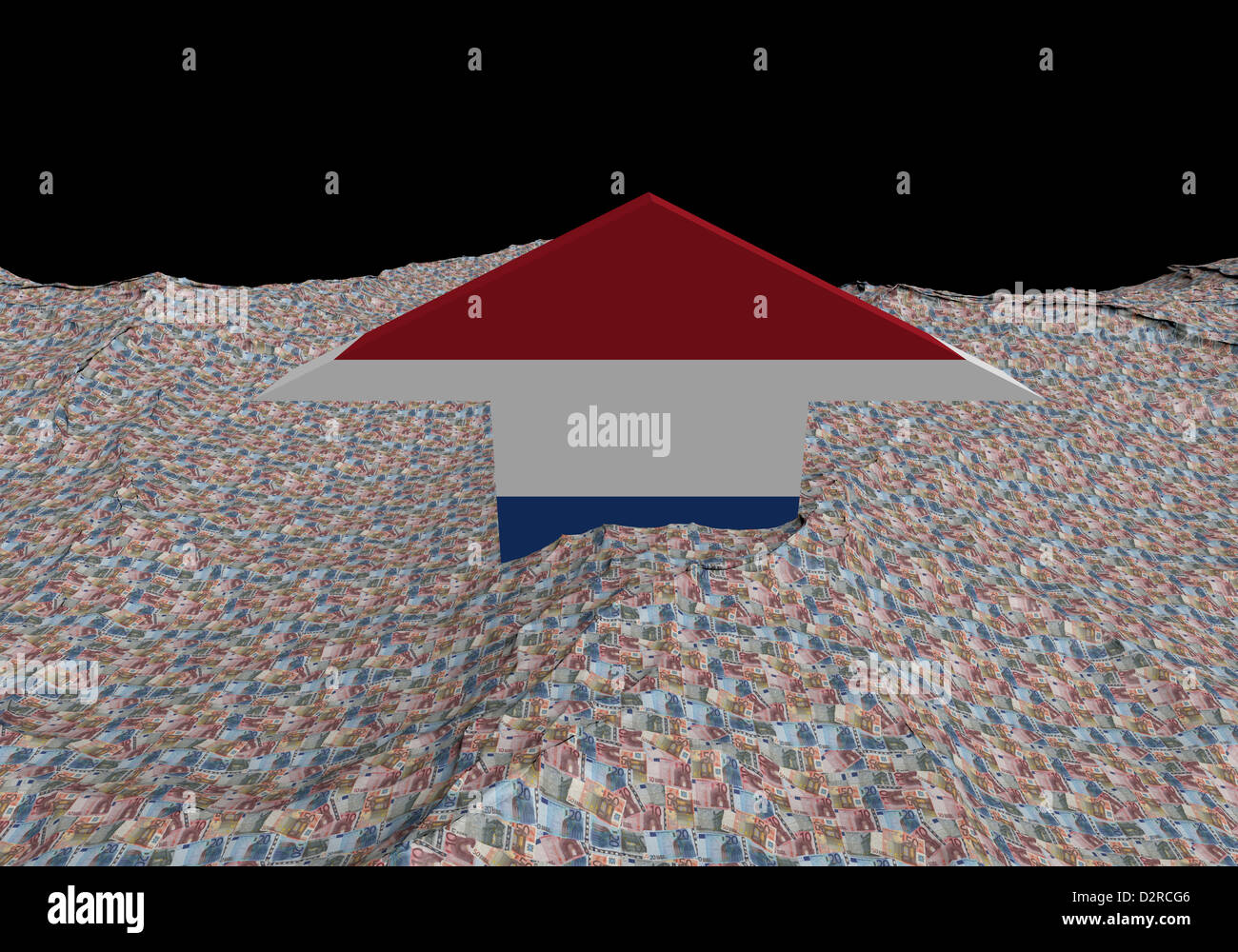 Dutch arrow in abstract ocean of Euros illustration Stock Photo - Alamy