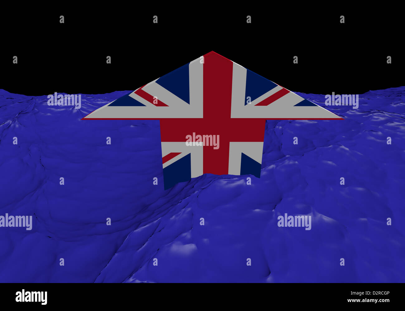 British flag arrow in abstract ocean illustration Stock Photo - Alamy