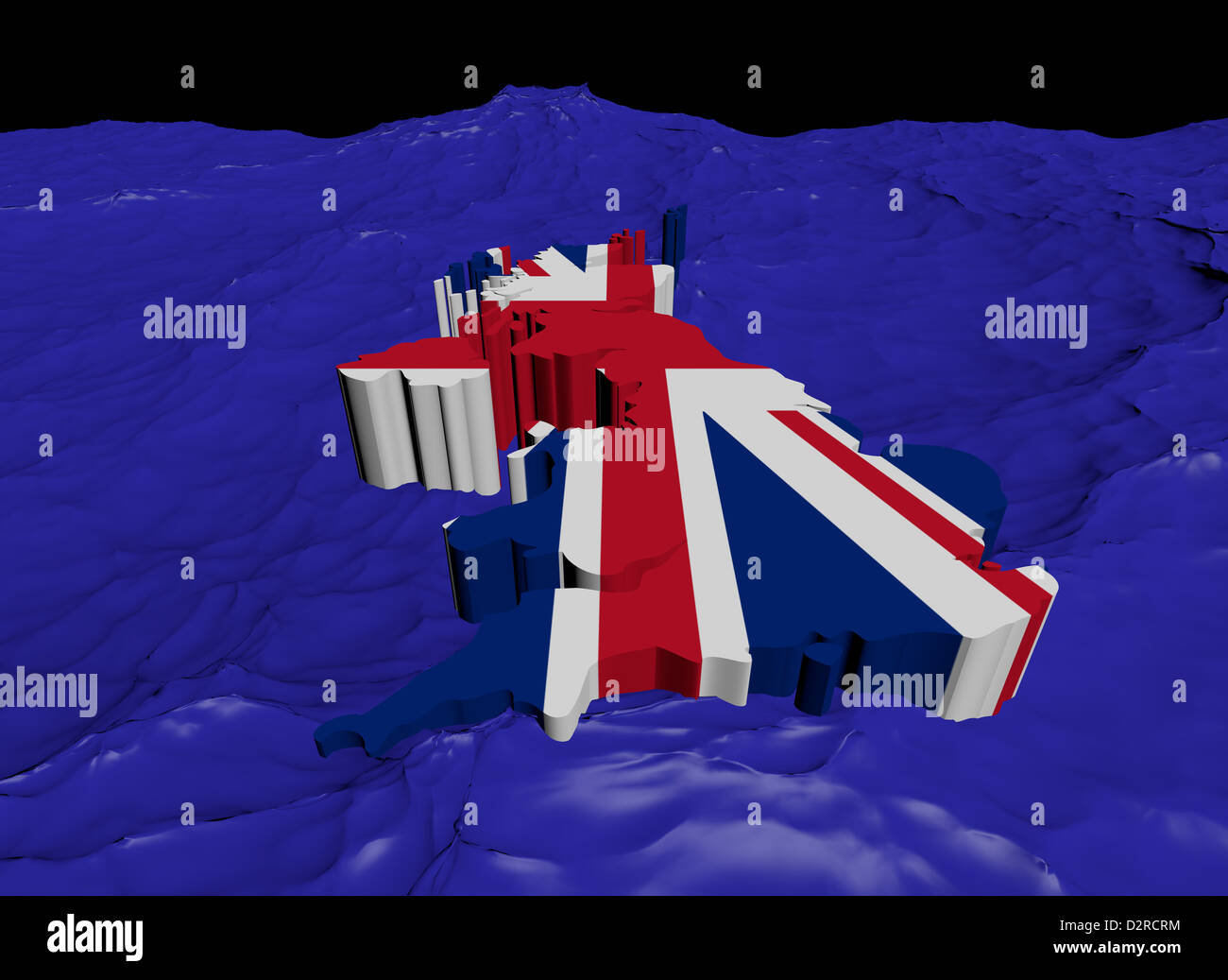 UK map flag in abstract ocean illustration Stock Photo - Alamy