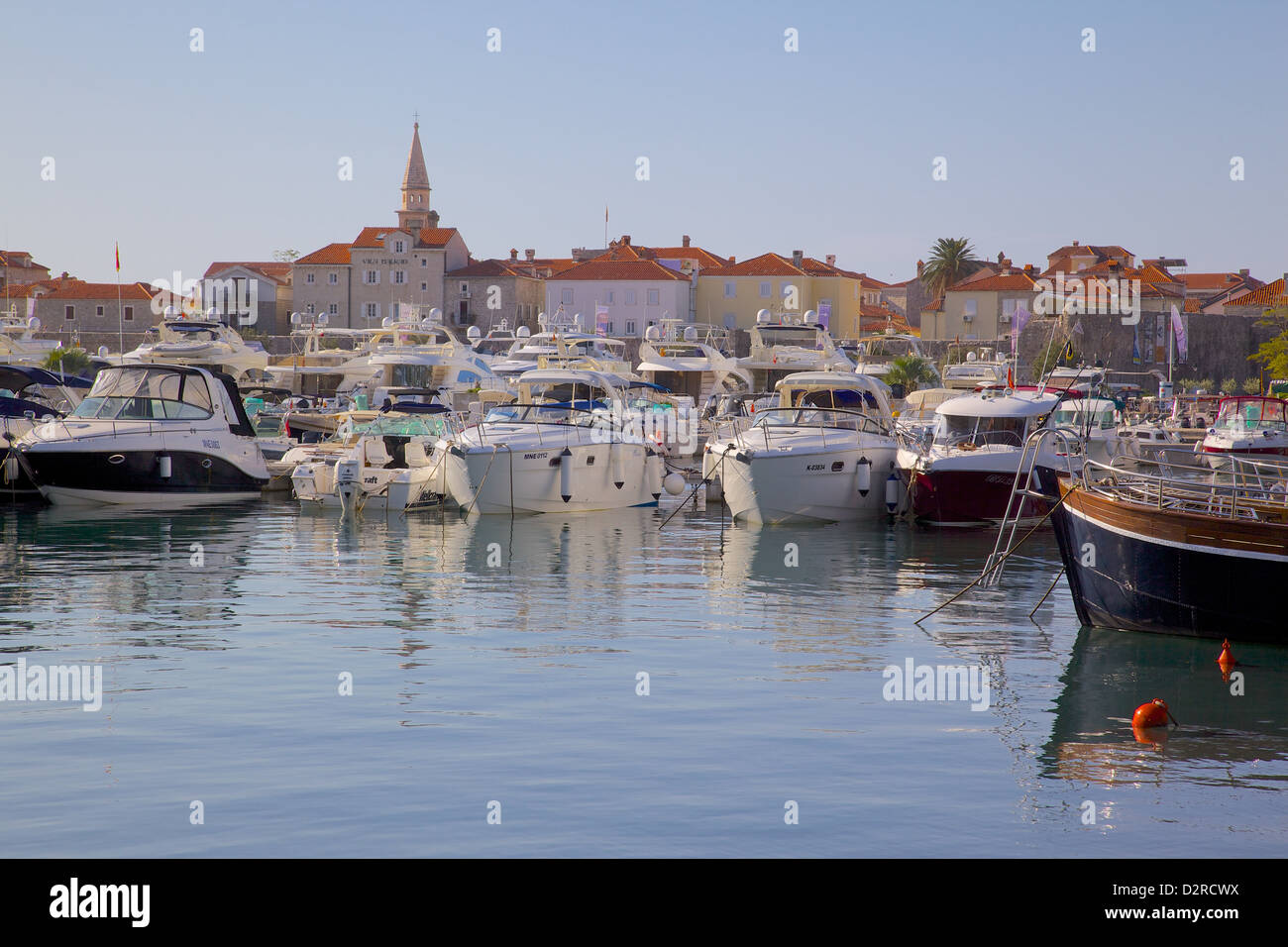 Budva Old Town and Harbour, Budva Bay, Montenegro, Europe Stock Photo ...