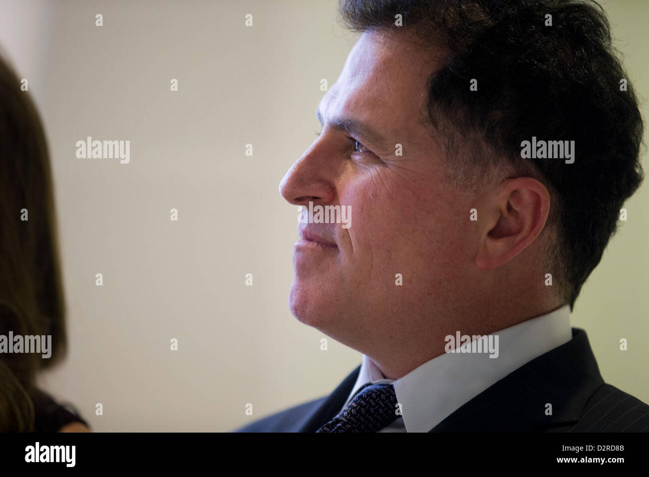 Dell Computer CEO Michael Dell at press conference to announce donation ...