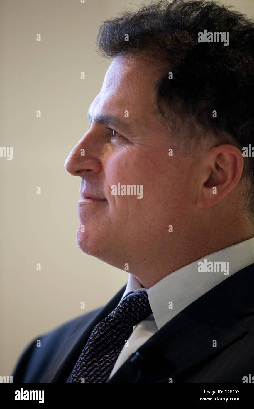 Dell Computer CEO Michael Dell at press conference to announce donation ...