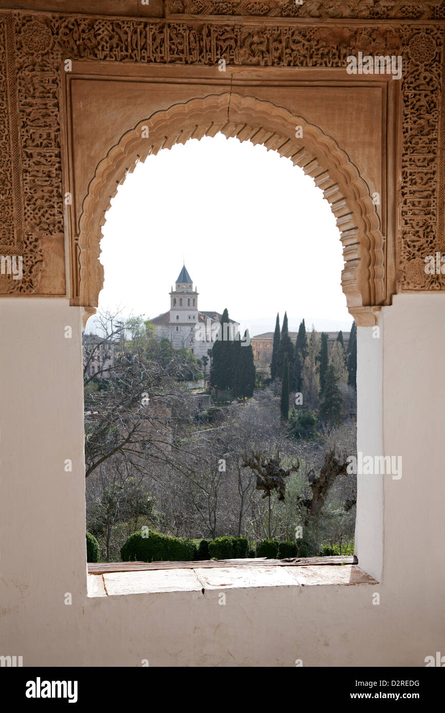 The Alhambra gardens and architecture viewed through a Moorish style ...