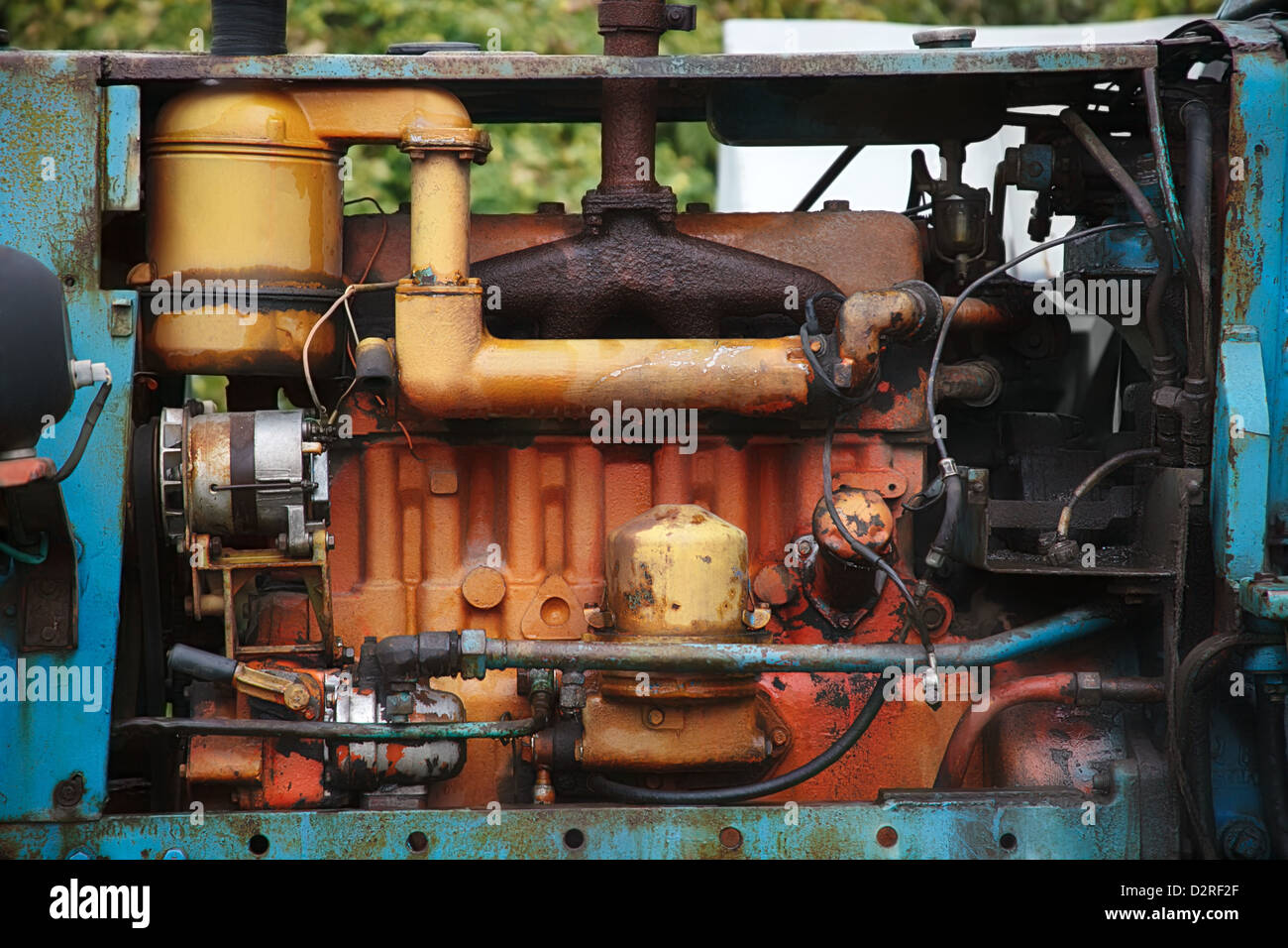 Close up shot of powerful diesel engine Stock Photo - Alamy