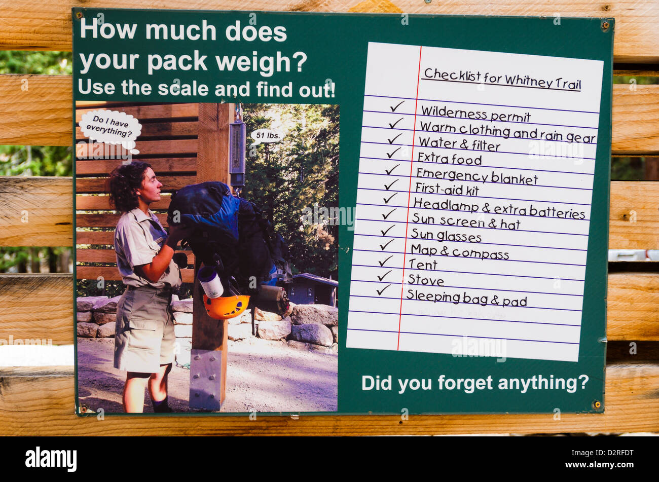 Interpretive sign at the start of the Mount Whitney Trail, John Muir ...