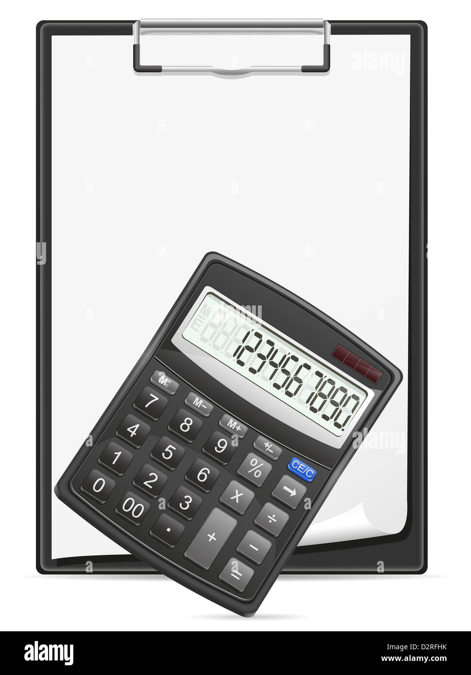 calculator clipboard and blank sheet of paper concept illustration ...