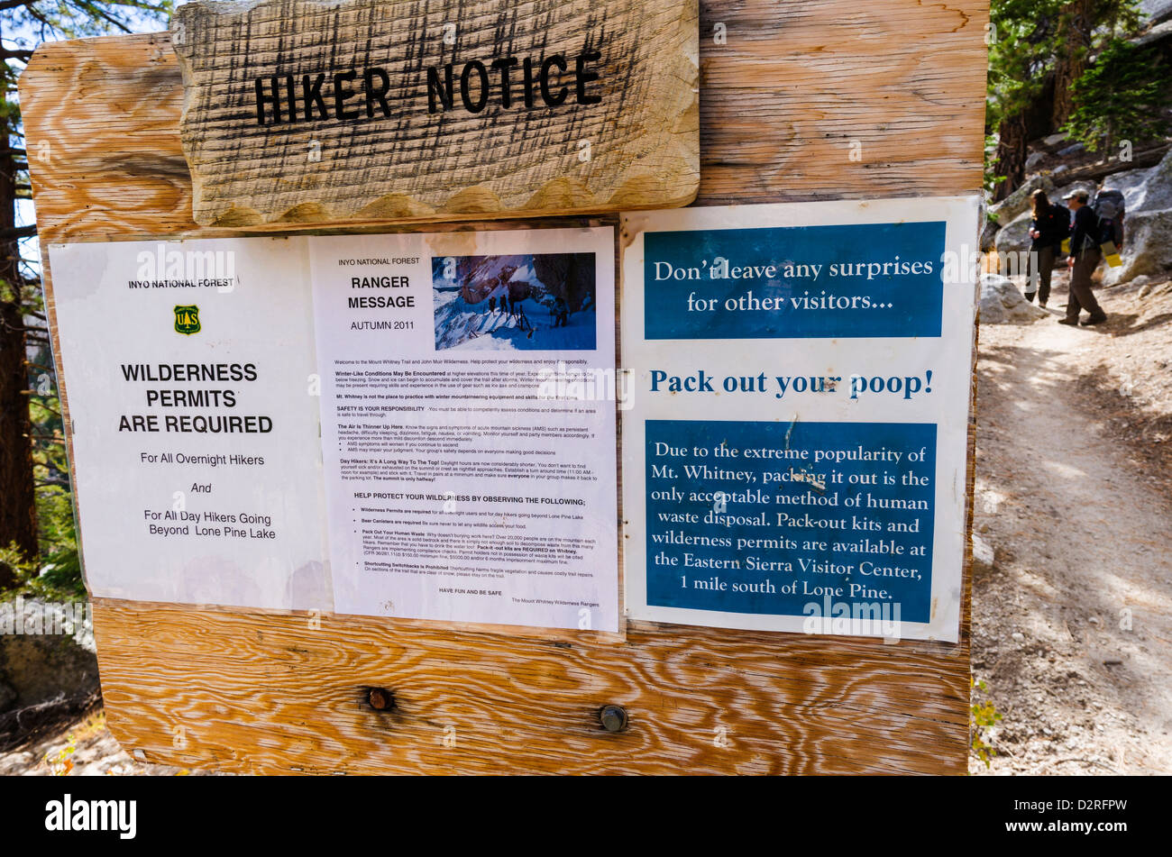 Interpretive sign at the start of the Mount Whitney Trail, John Muir ...
