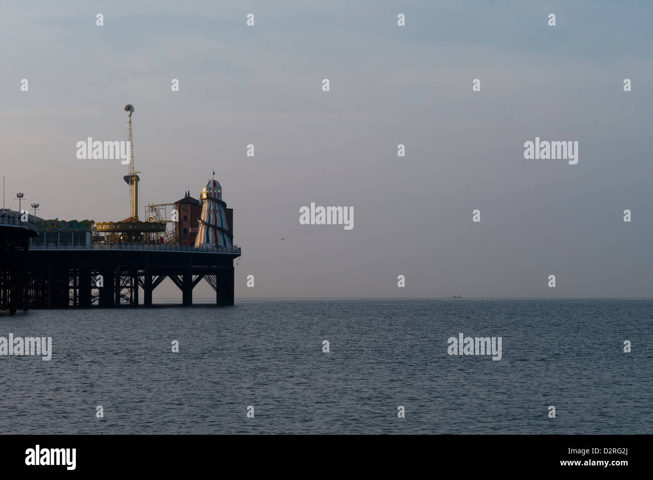 Brighton Palace Pier, fairground rides, early morning Stock Photo - Alamy