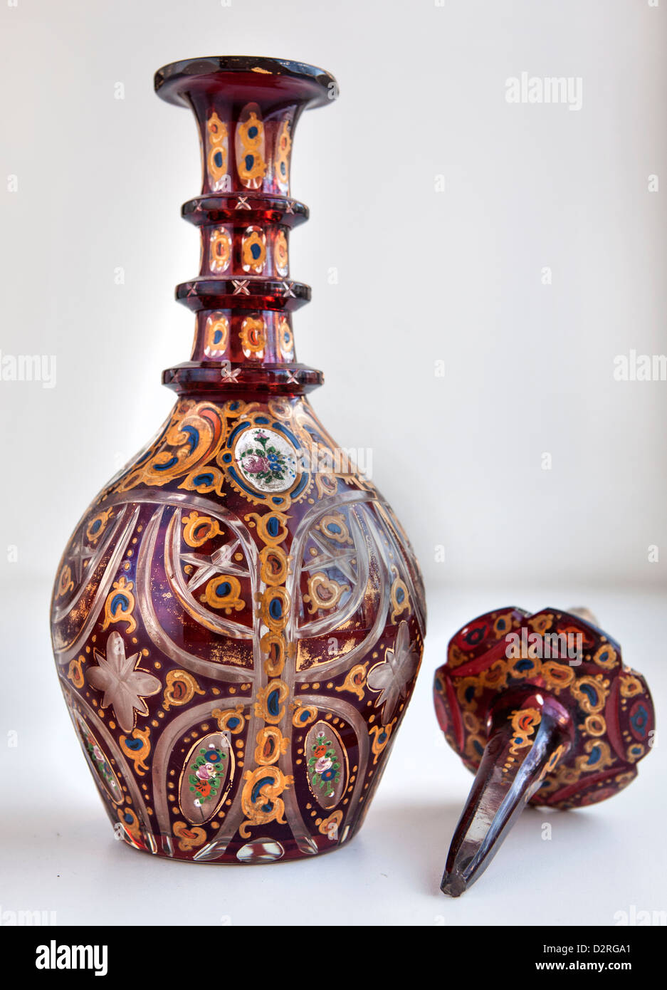 An antique colored vintage carafe with cover Stock Photo - Alamy