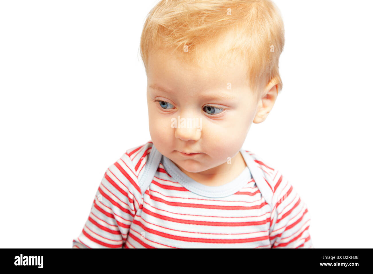 Studio portrait of a sad baby boy isolated on white Stock Photo - Alamy