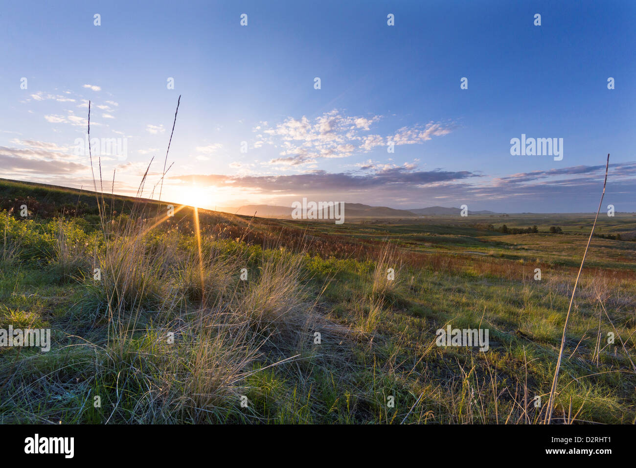 Palouse prairie grasslands at sunset at the National Bison Range near ...