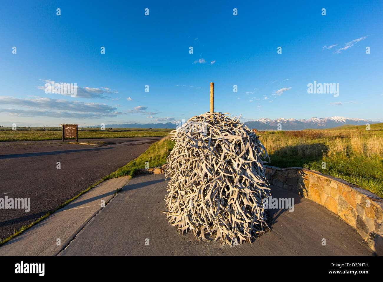 Shed antler display at the National bison Range near Moiese, Montana ...