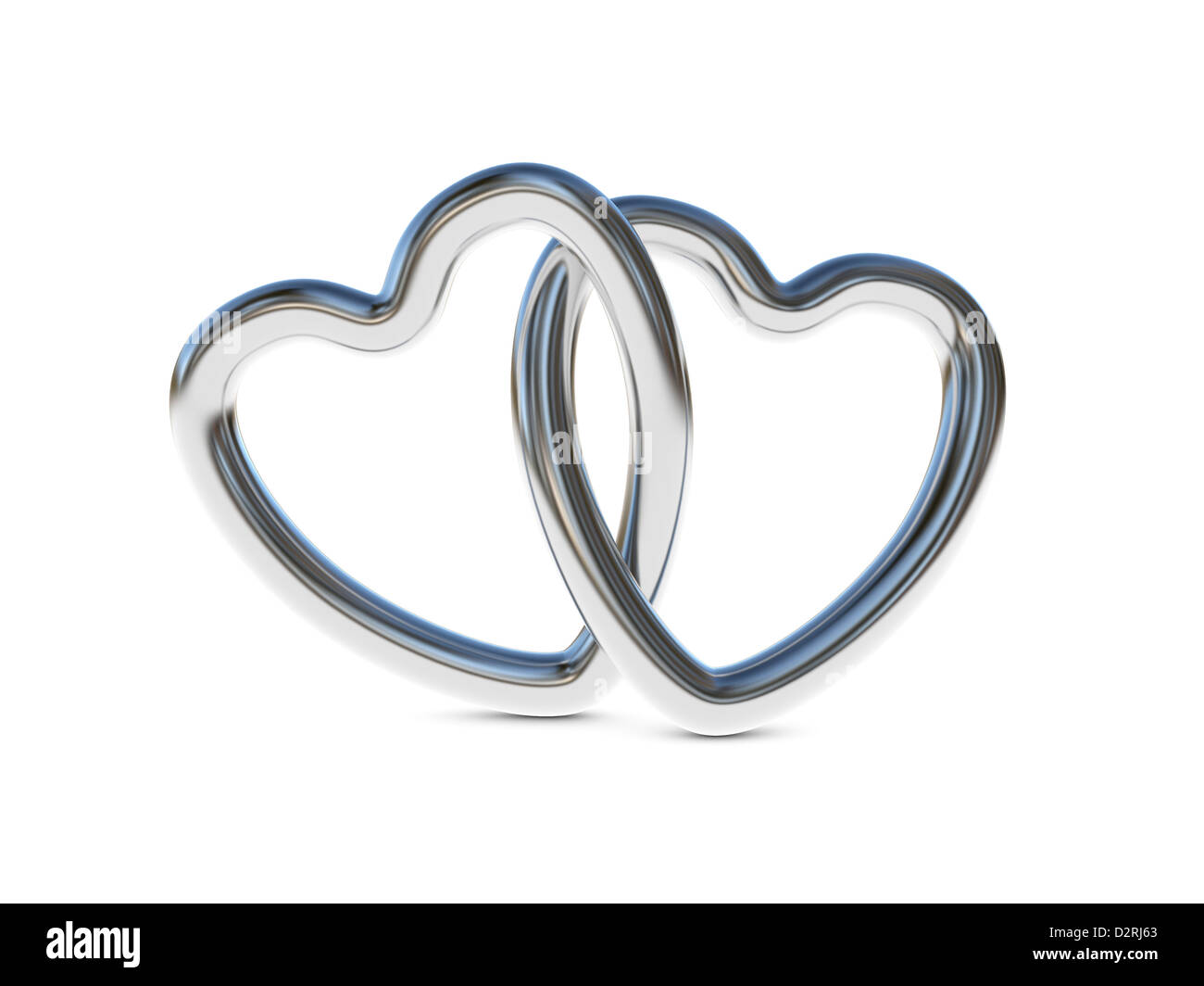 Two intertwined silver heart rings (3D render Stock Photo - Alamy