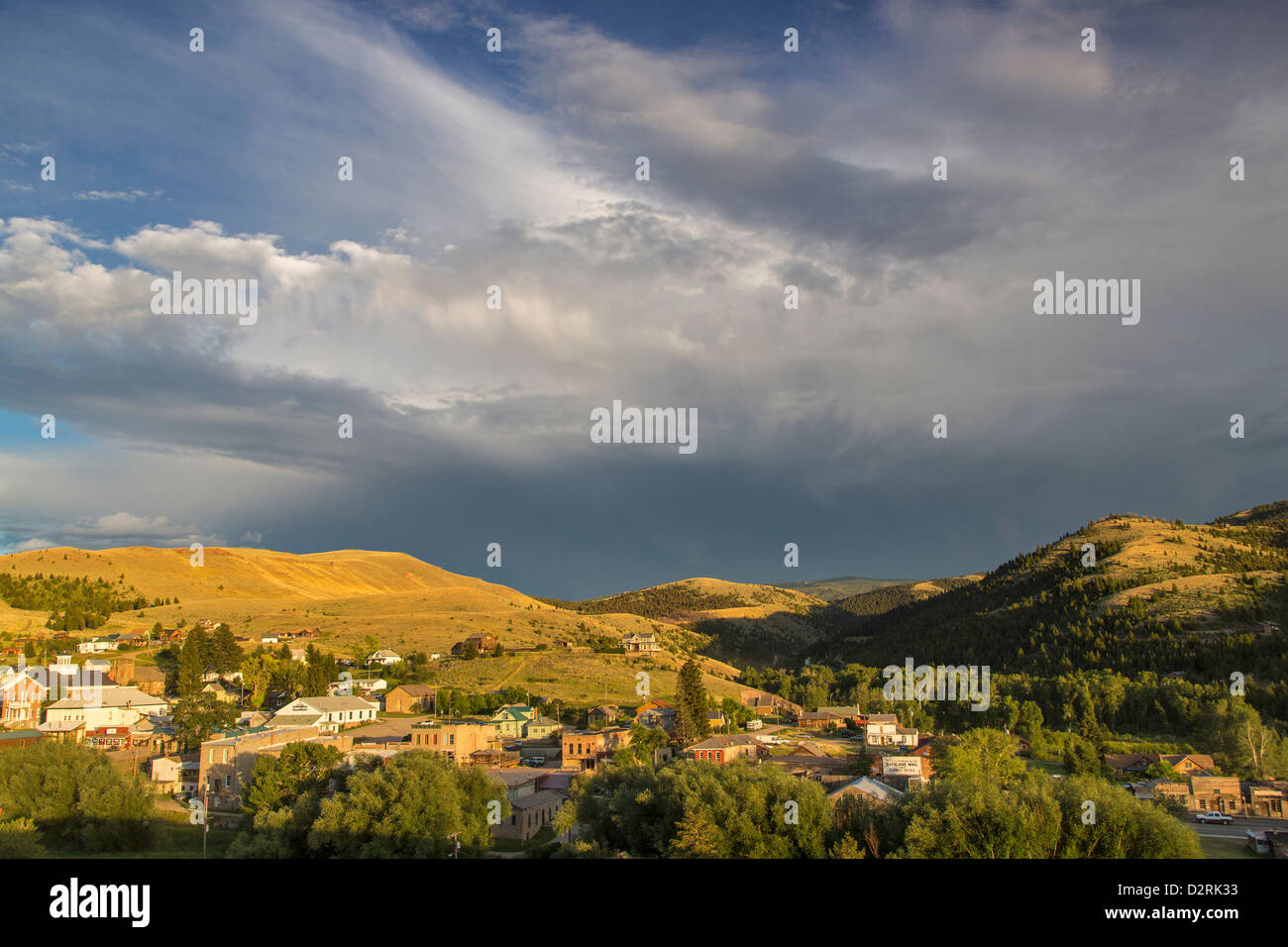 Looking down onto town from Boot Hill in Virginia City, Montana, USA ...