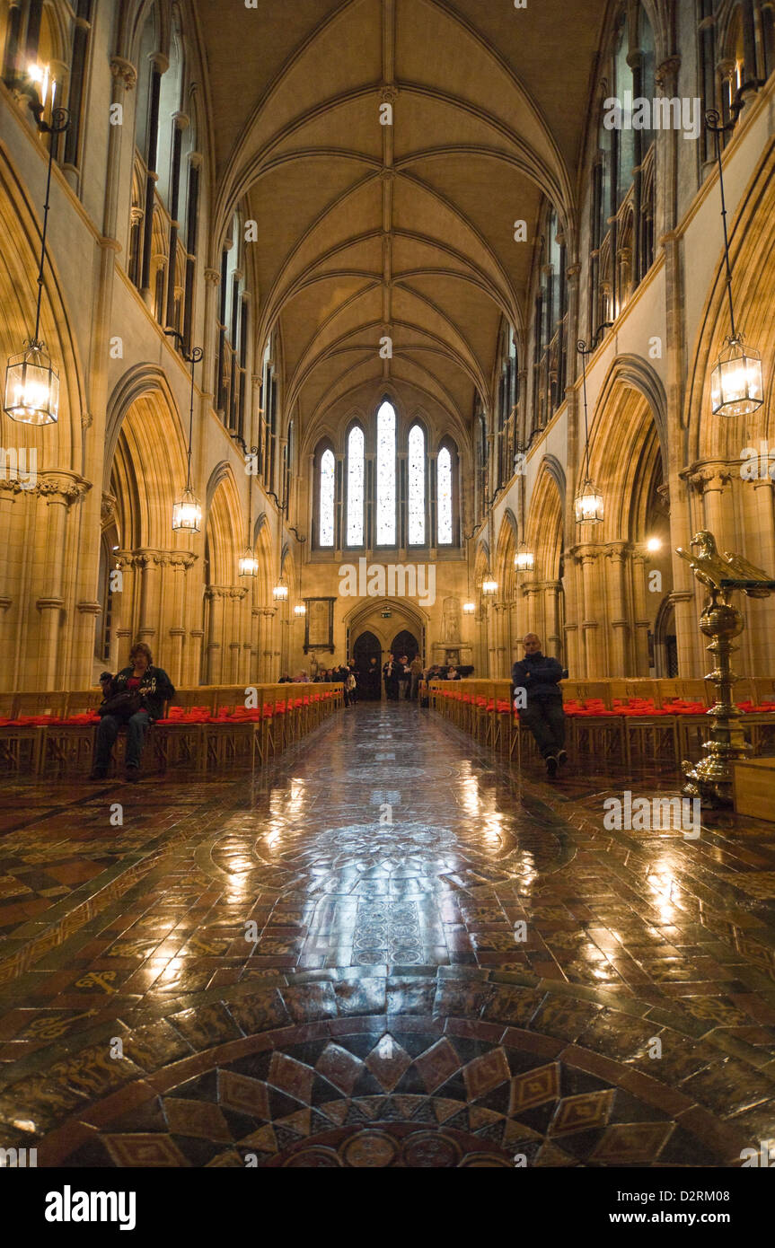 Vertical interior view of Christ Church Cathedral in Dublin Stock Photo ...