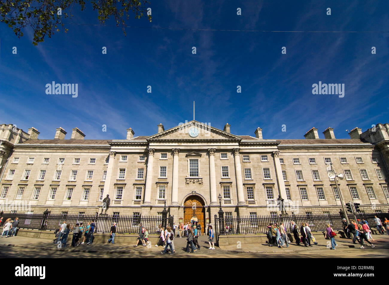 Horizontal view of the front facade of Trinity College, Coláiste na ...