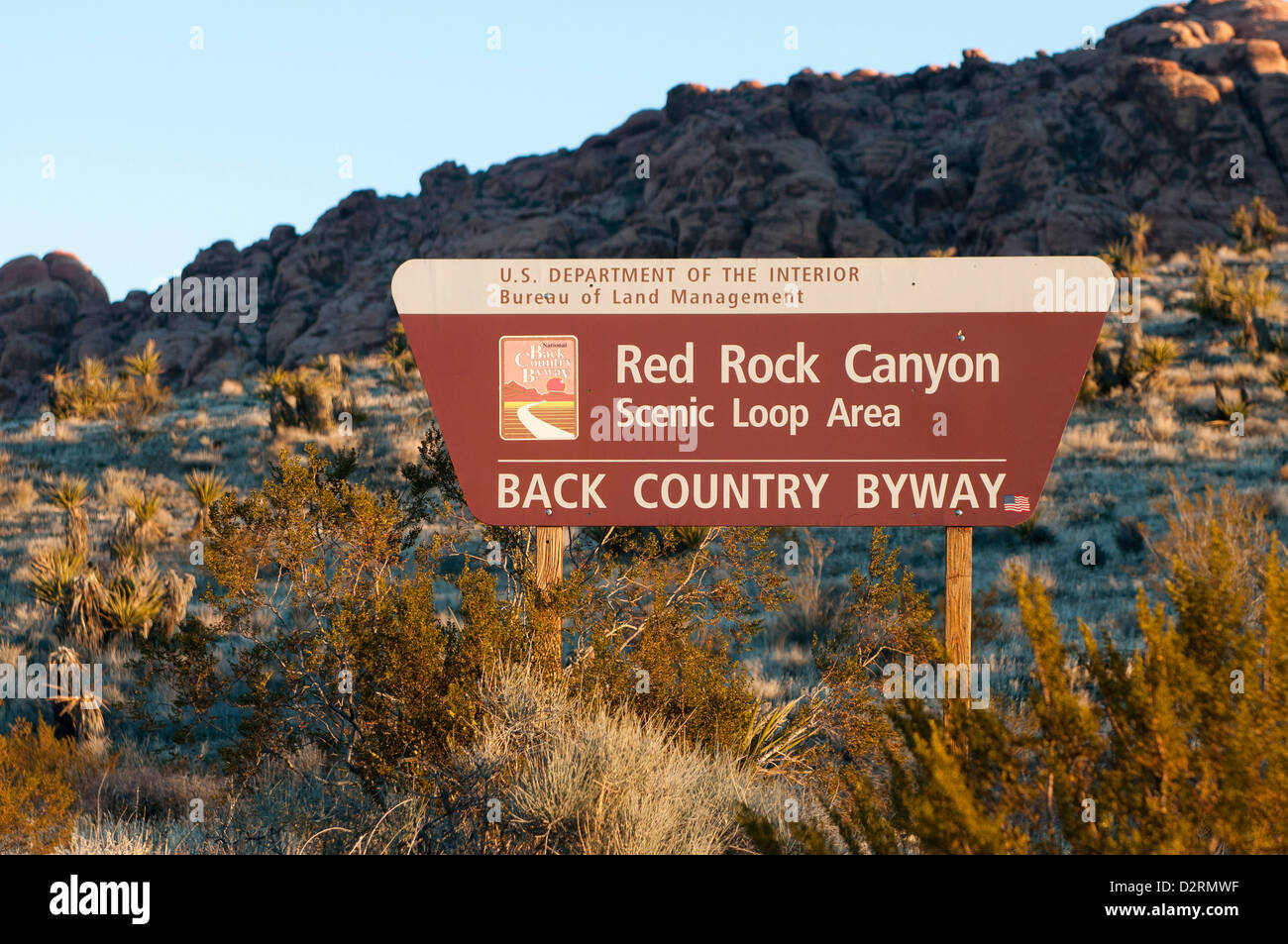 USA, Nevada. Park sign Red Rock Canyon outside Las Vegas, Nevada Stock ...