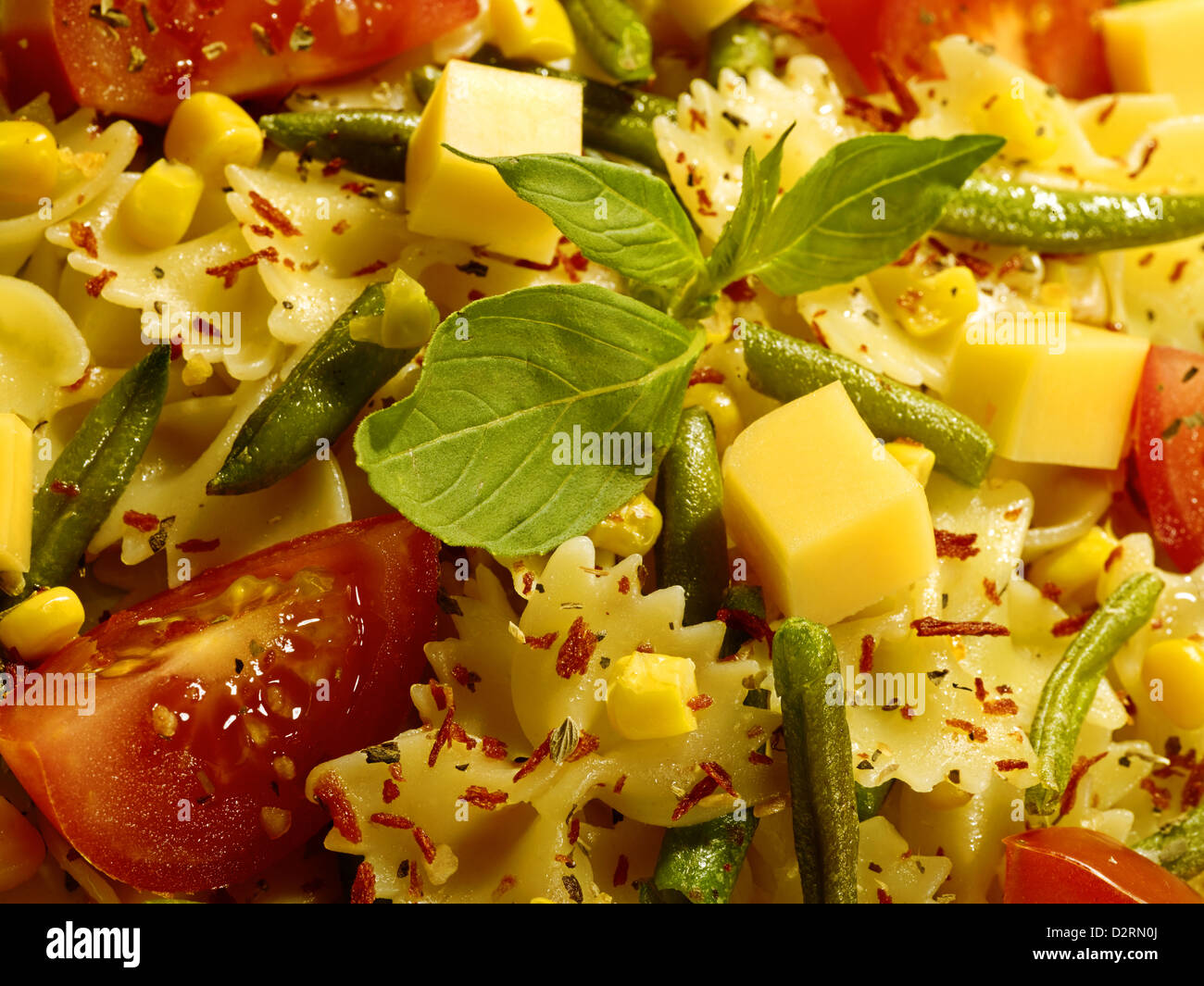italian pasta with string beans cheese and spices on the plate Stock ...